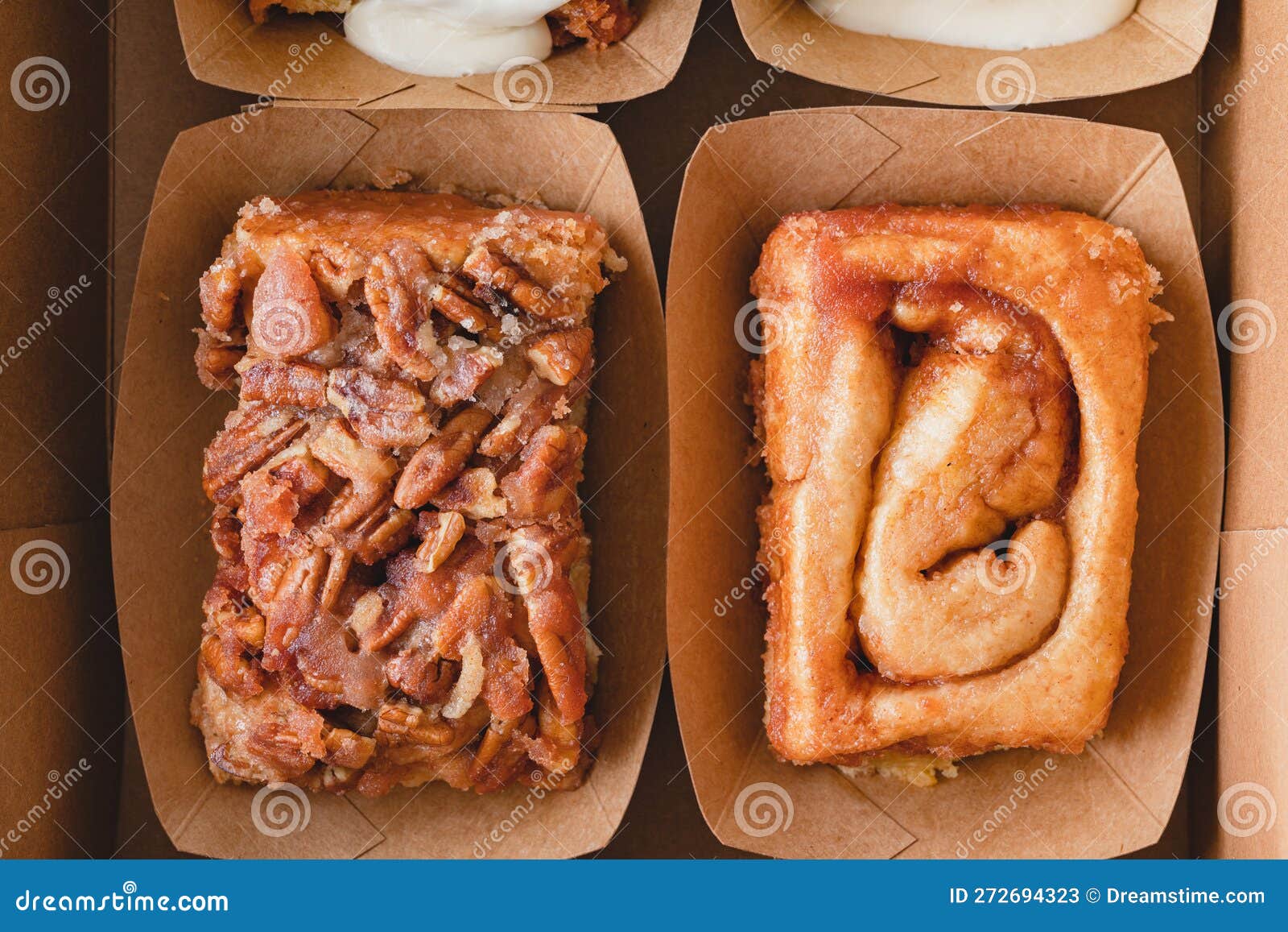 Pecan Cinnamon Roll, and Original Cinnamon Roll Boxes Close Up, Flat ...