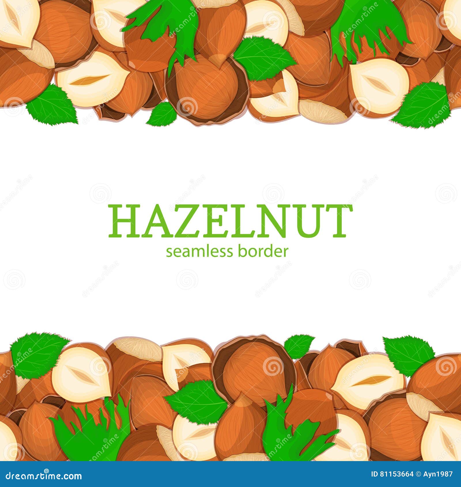 Pecan Horizontal Seamless Border. Vector Illustration Card Top and ...