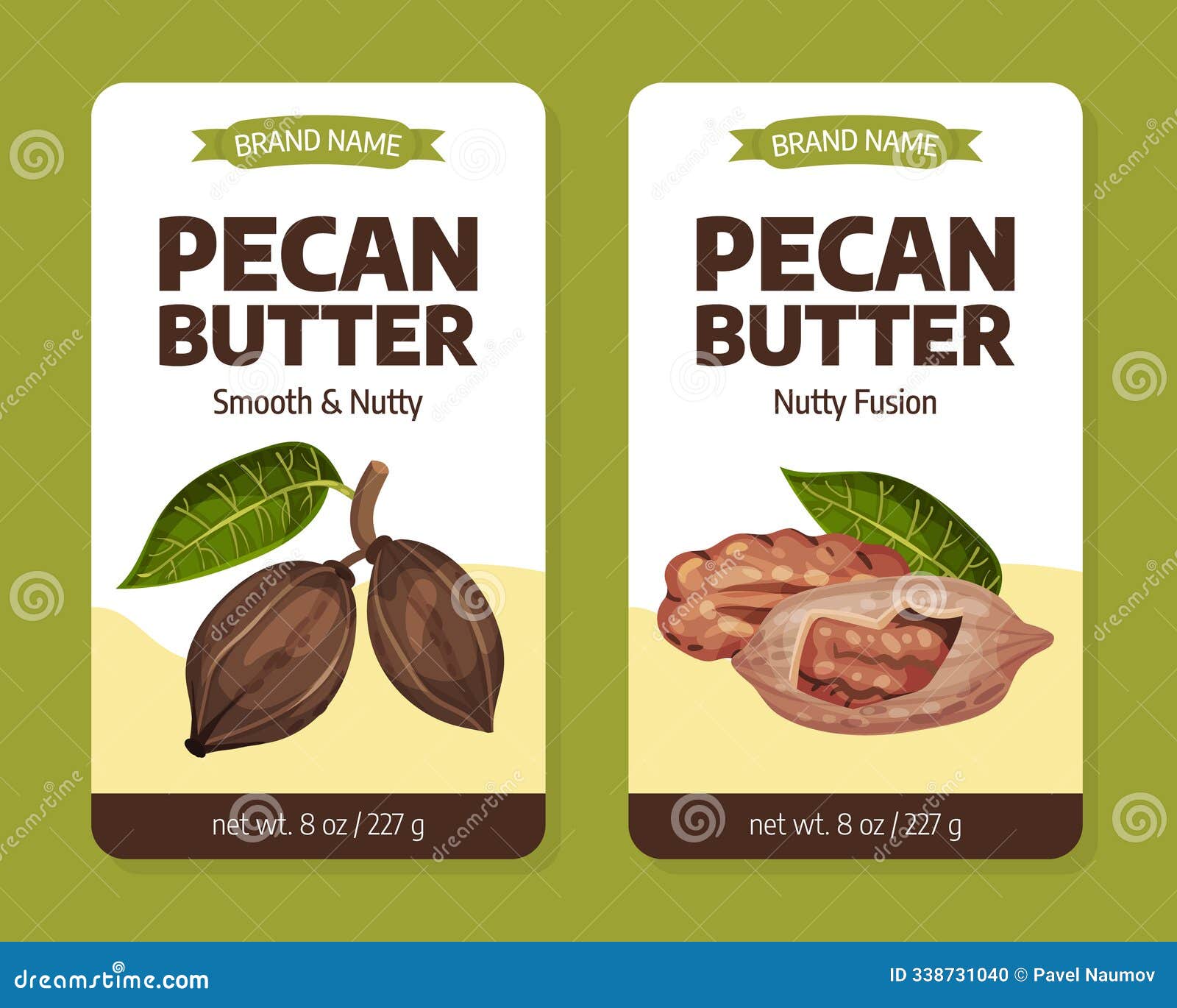 Pecan Nut Butter Label Design with Kernel and Shell Vector Template ...