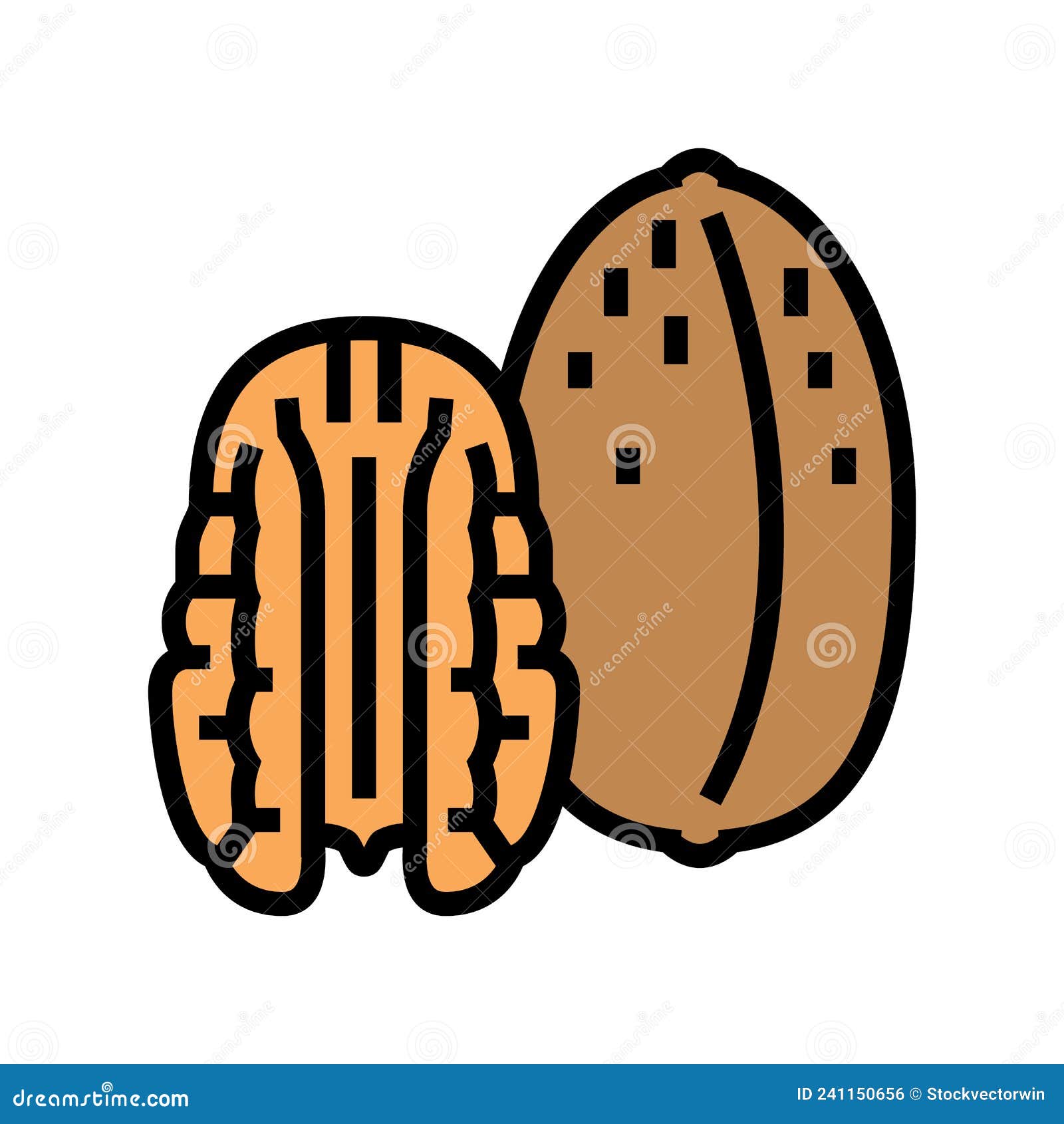 Pecan Nut Color Icon Vector Illustration Stock Vector - Illustration of ...