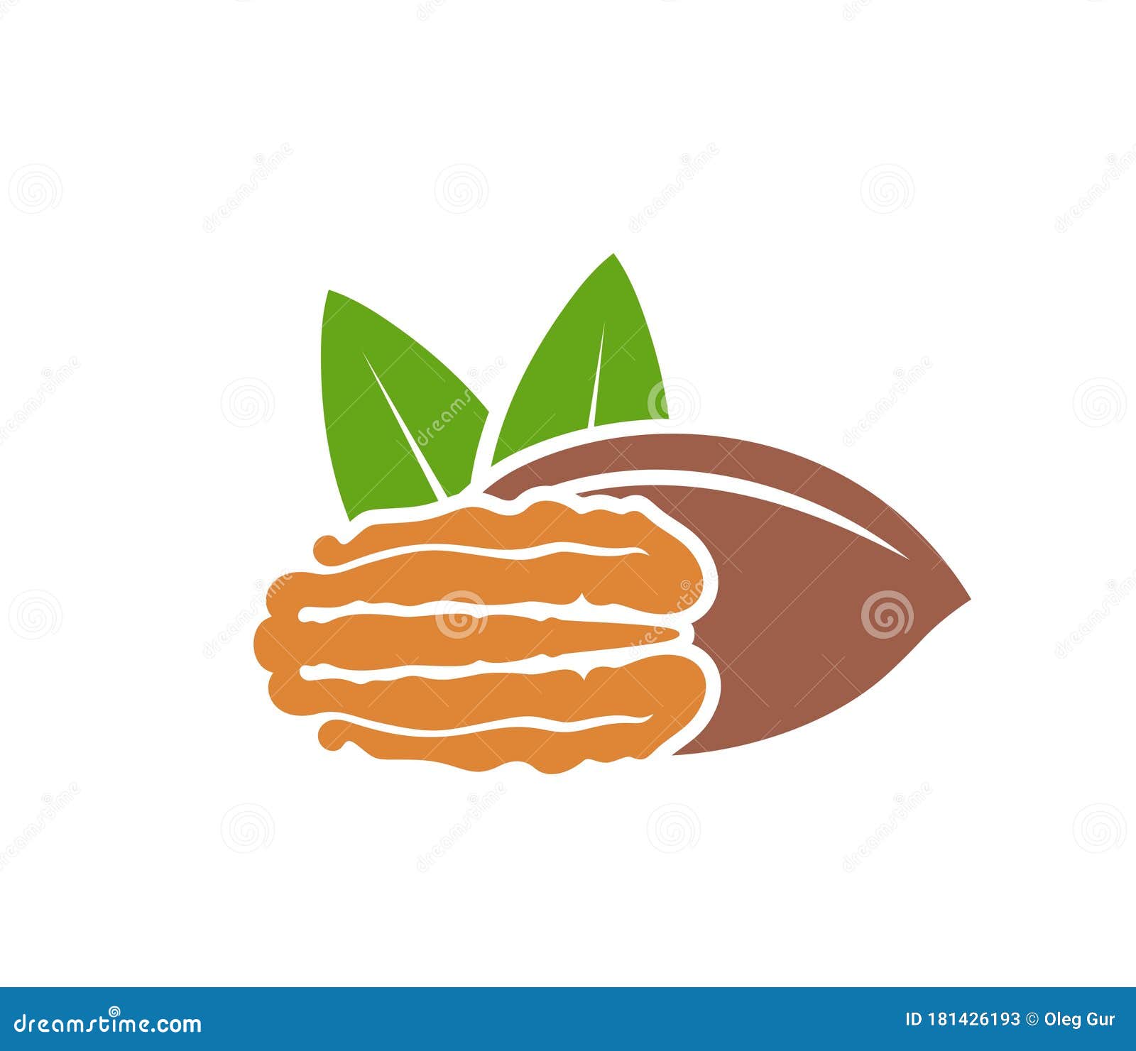 Pecan Nut Logo. Round Linear Of Pecan On White Vector Illustration ...