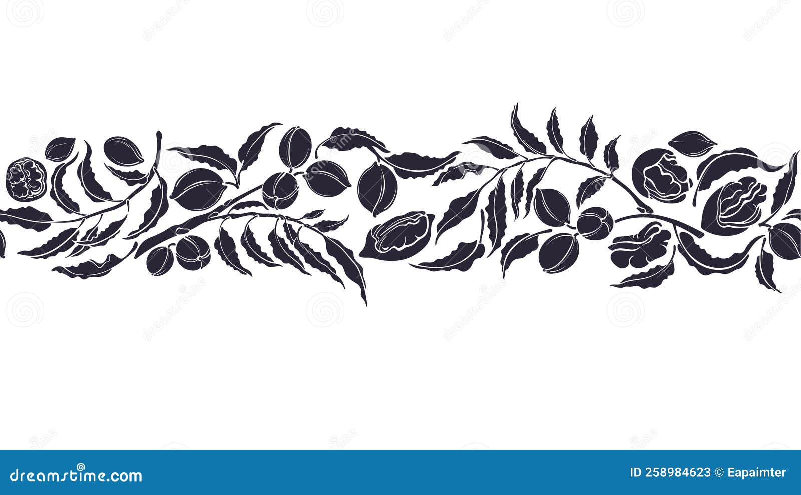 Pecan Nuts Seamless Print Vector Branch and Kernel Stock Vector ...