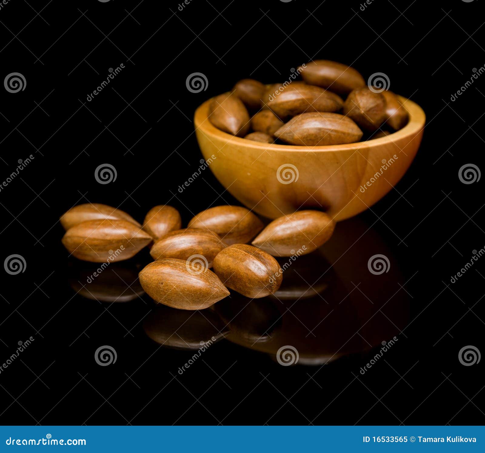 Pecan Nuts in Small Wooden Bowl Stock Image - Image of hard, isolated ...