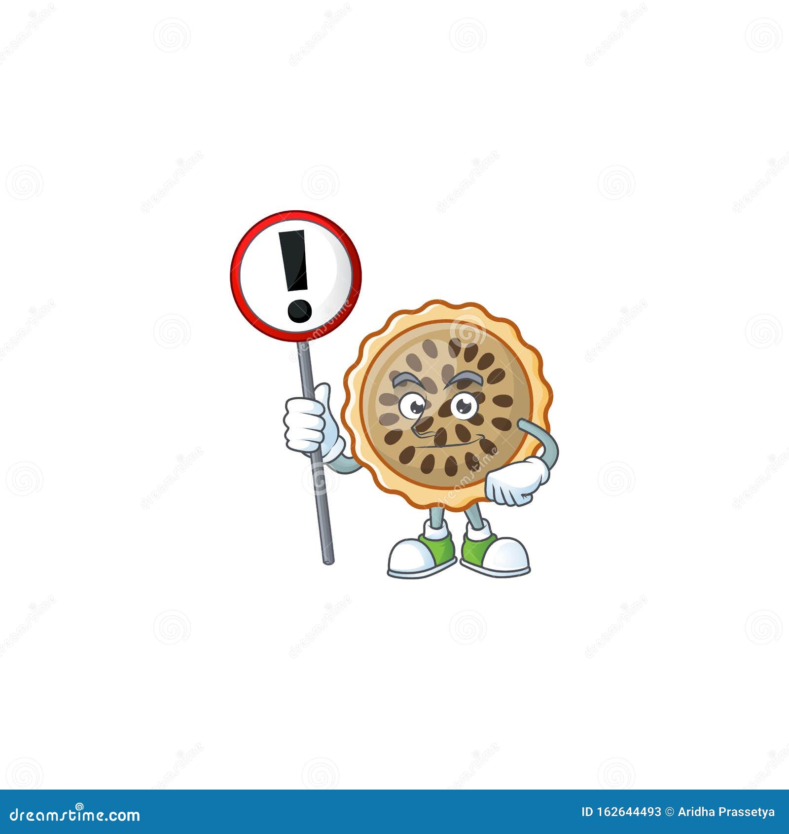 Pecan Pie with Sign Warning Mascot for Icon Character Stock Vector ...