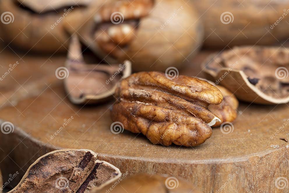 Pecan in a Shell on the Table Stock Image - Image of natural, shell ...