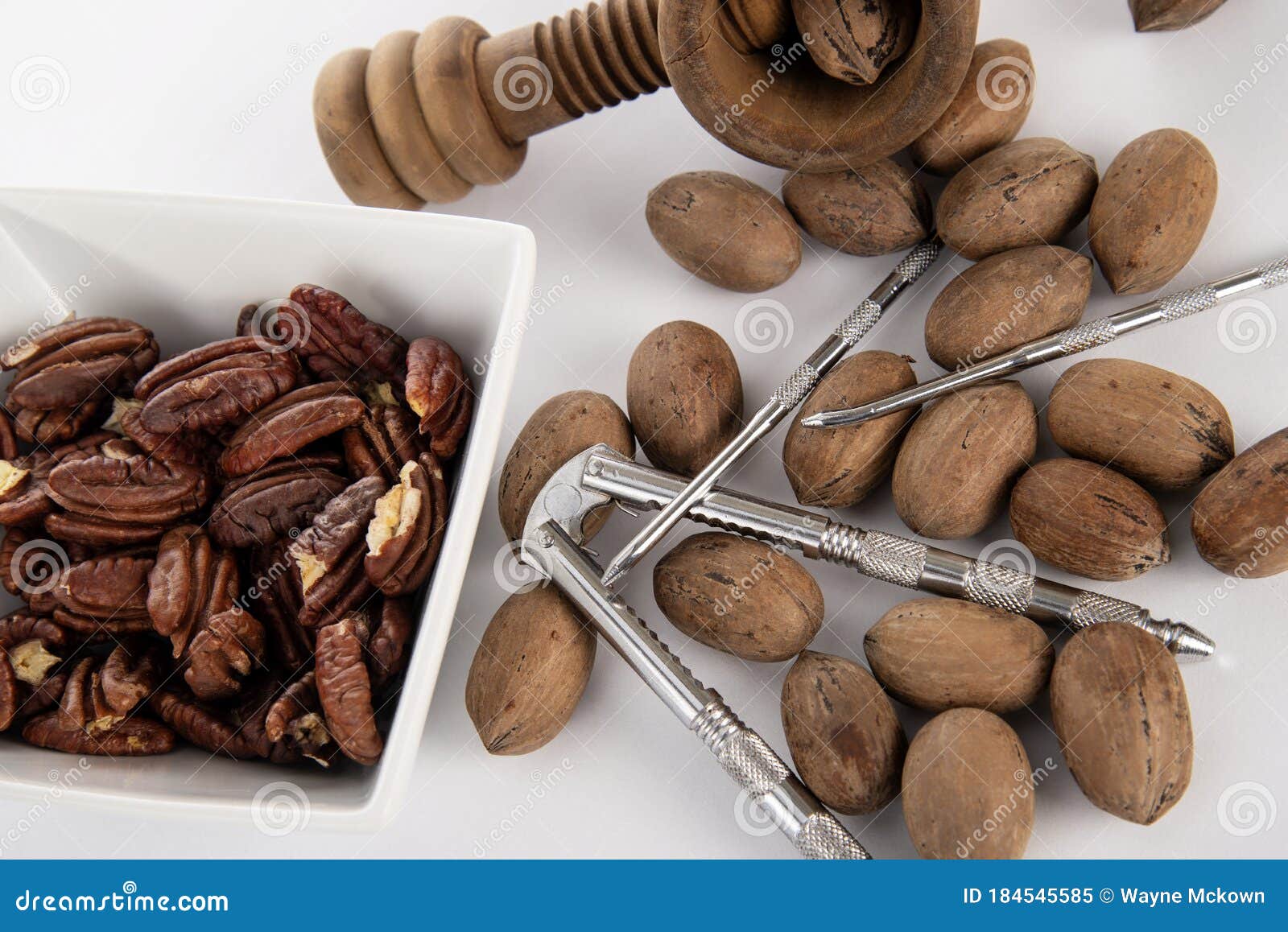 Pecans,nut-cracker stock image. Image of closeup, nature - 184545585