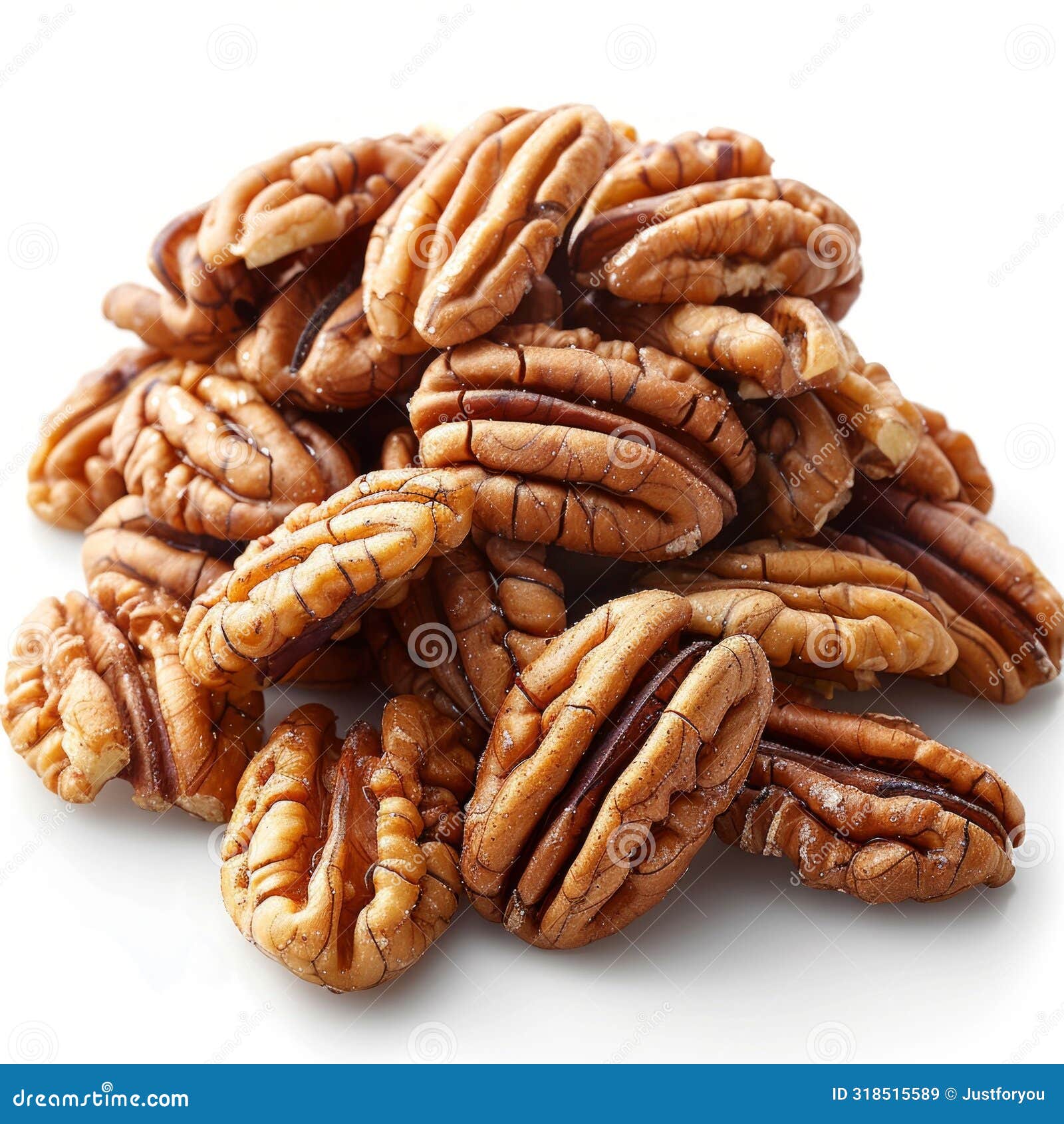 Pecans Piled on White Background. Generative Ai Stock Illustration ...