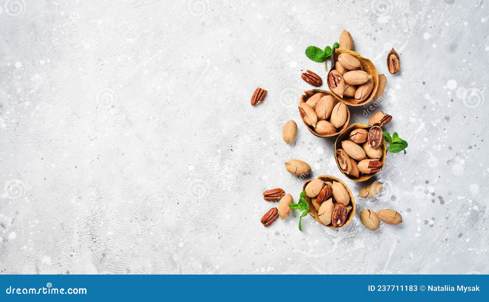 Pecans in Shell on a Stone Background. Assortment of Nuts Stock Image ...