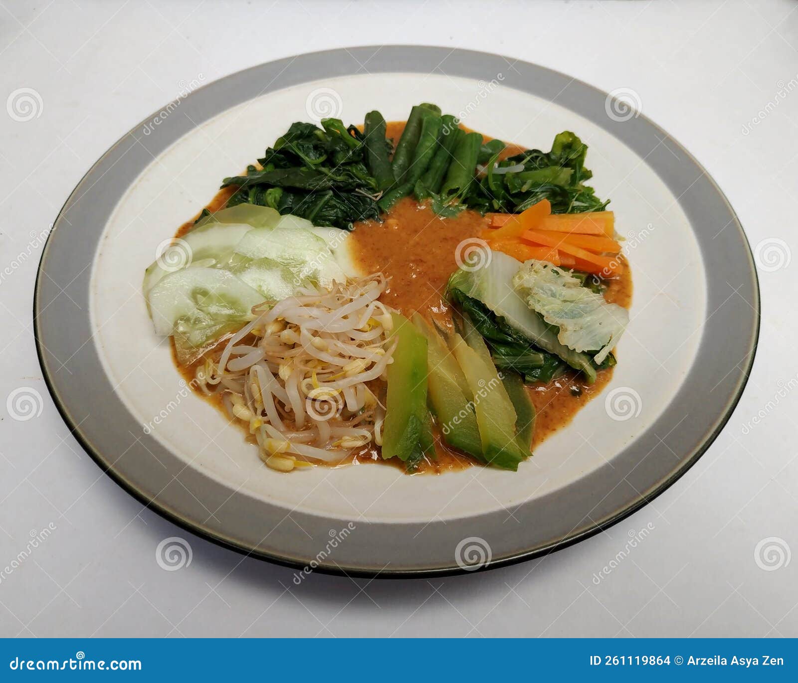 Pecel Neatly Arranged on a Plate Stock Photo - Image of meal, close ...