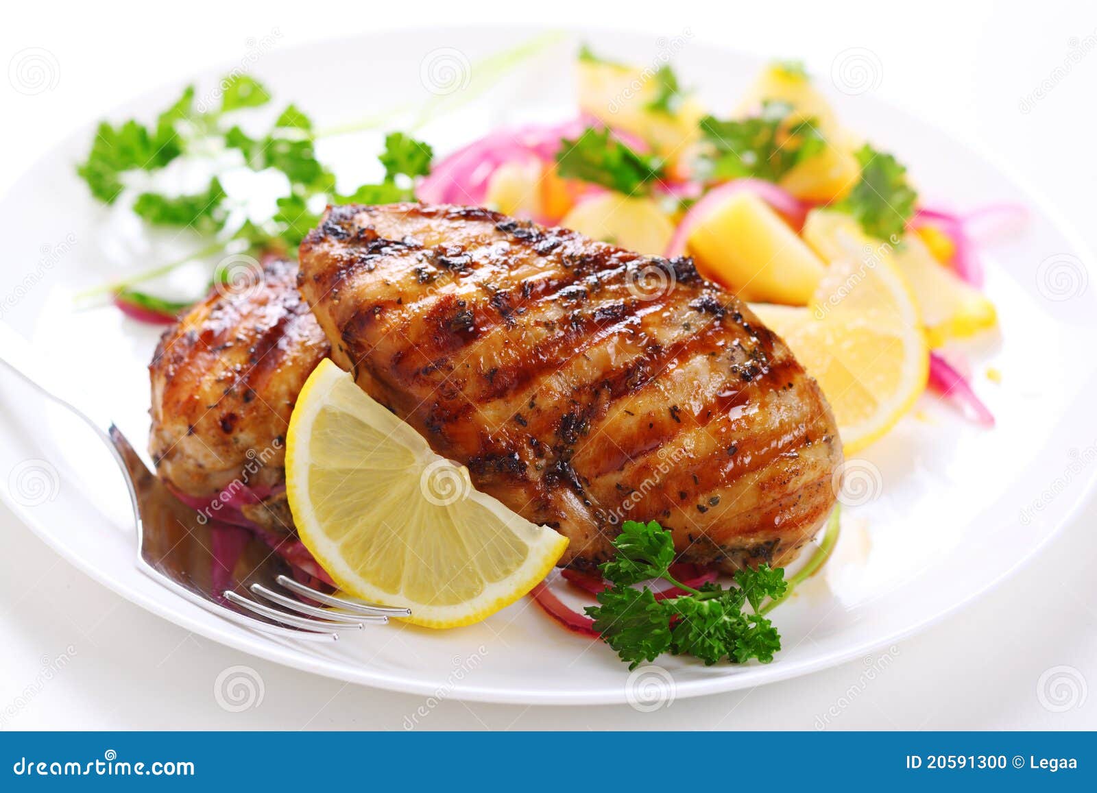 Pecho De Pollo Asado a La Parilla Foto de archivo - Imagen de patata ...