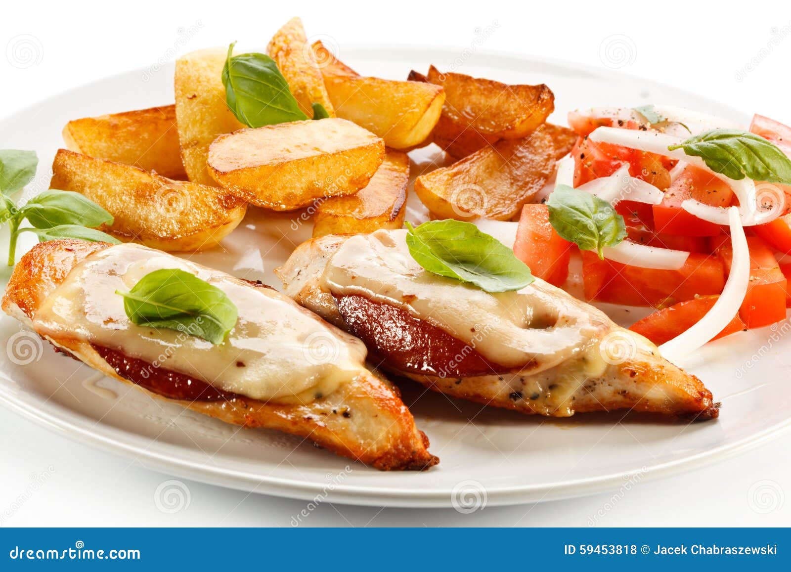 Pecho De Pollo Asado a La Parilla Foto de archivo - Imagen de albahaca ...