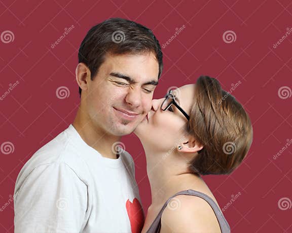 Peck on the cheek stock image. Image of female, expression - 21149597