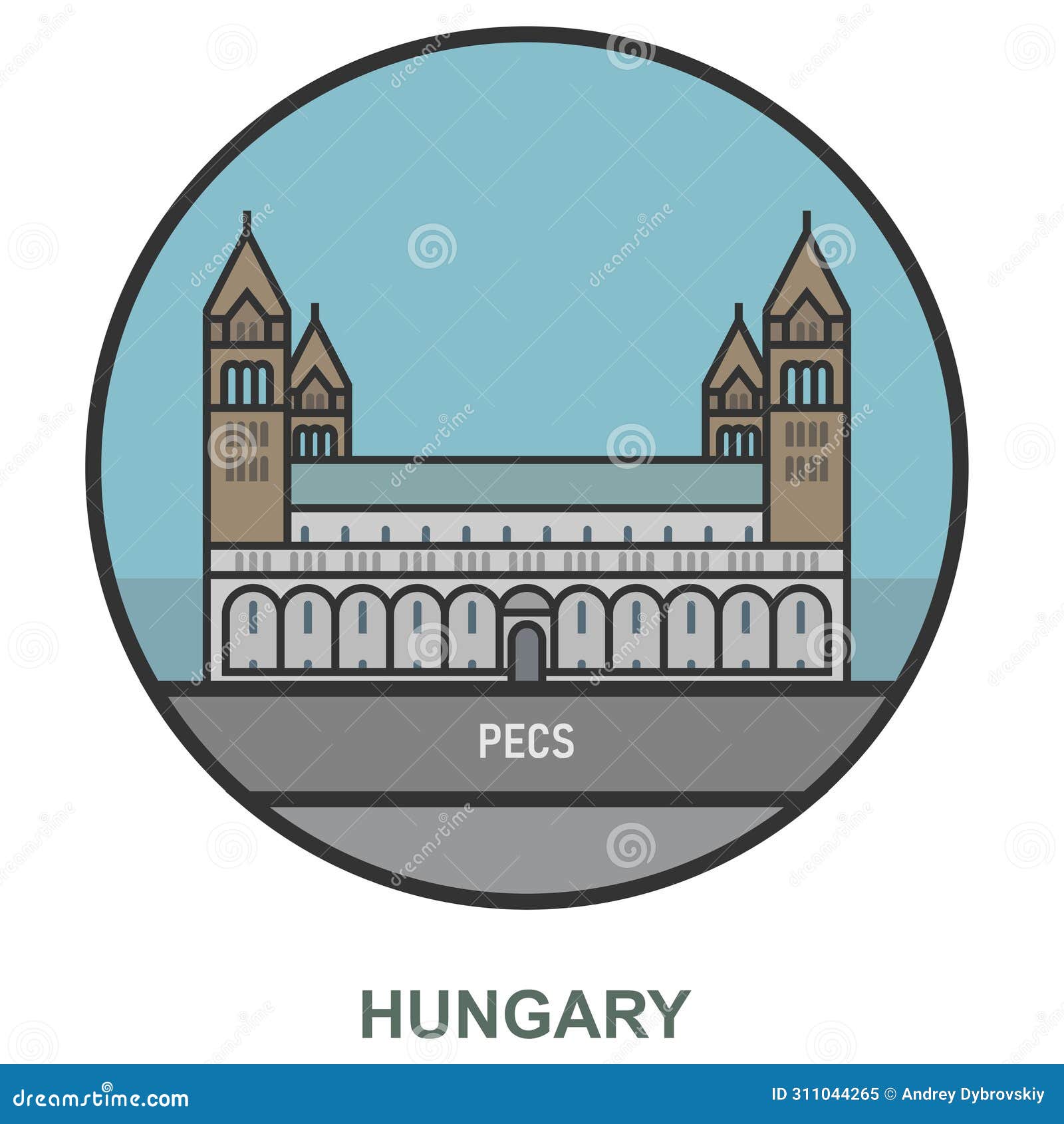 Hungary, Pecs, Early Christian Necropolis City Skyline Isolated Vector ...