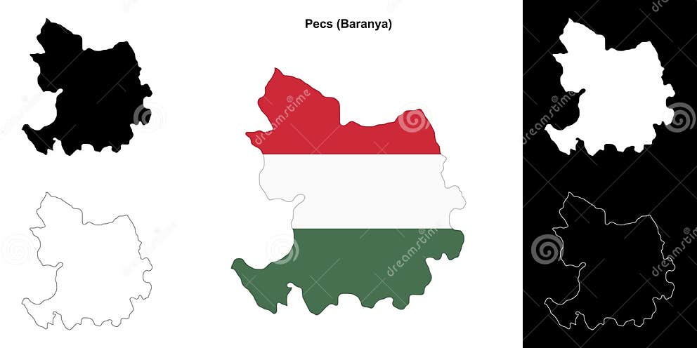 Pecs outline map stock vector. Illustration of borders - 357734514