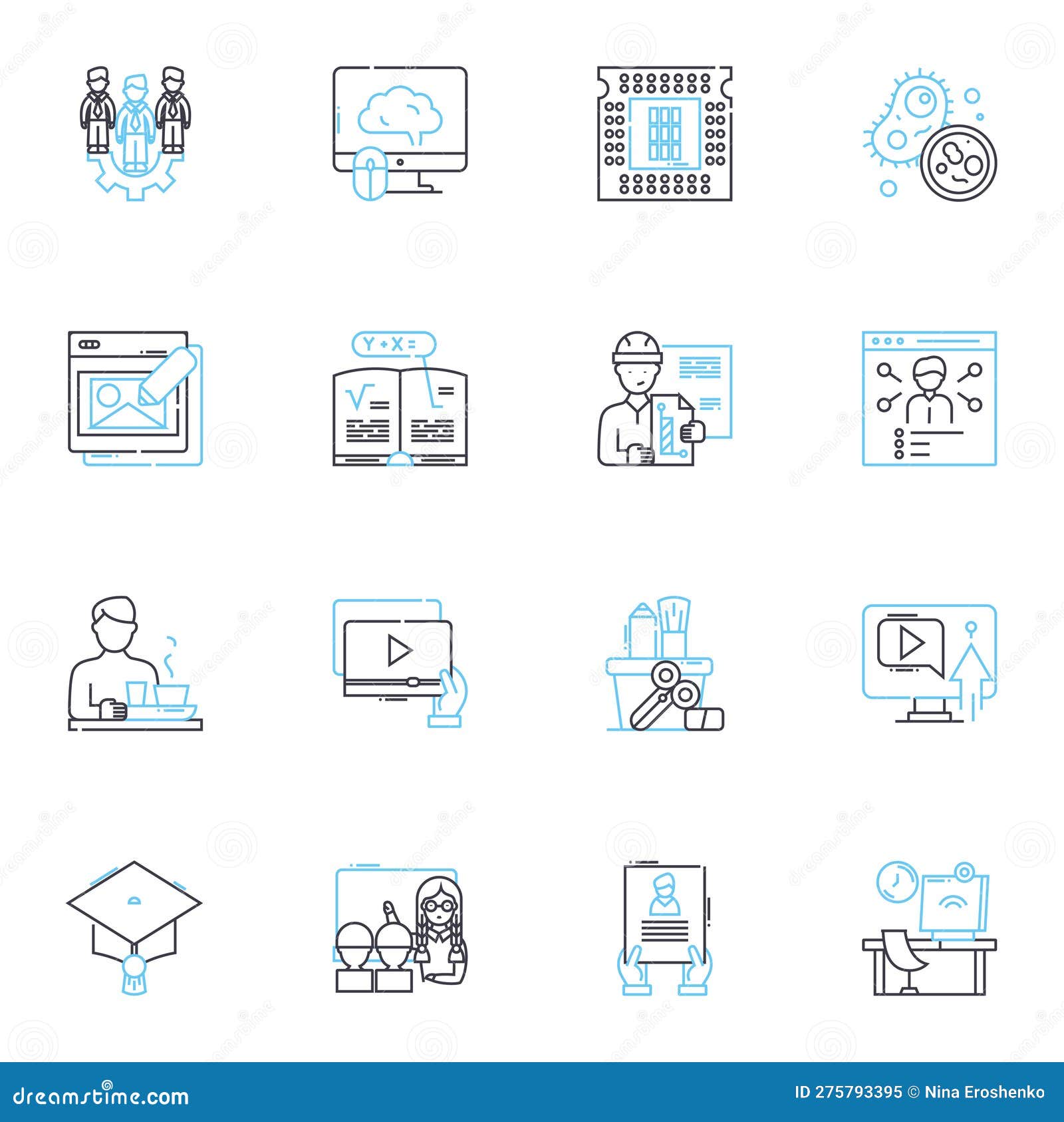 Pedagogical Aspects Linear Icons Set. Curriculum, Teaching, Learning ...