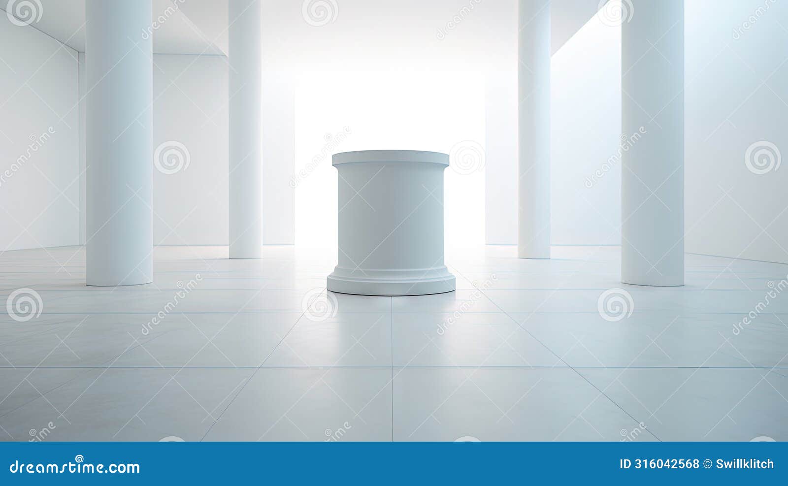 Pedestal with Classic Column Shape in Empty White Room. Stock ...
