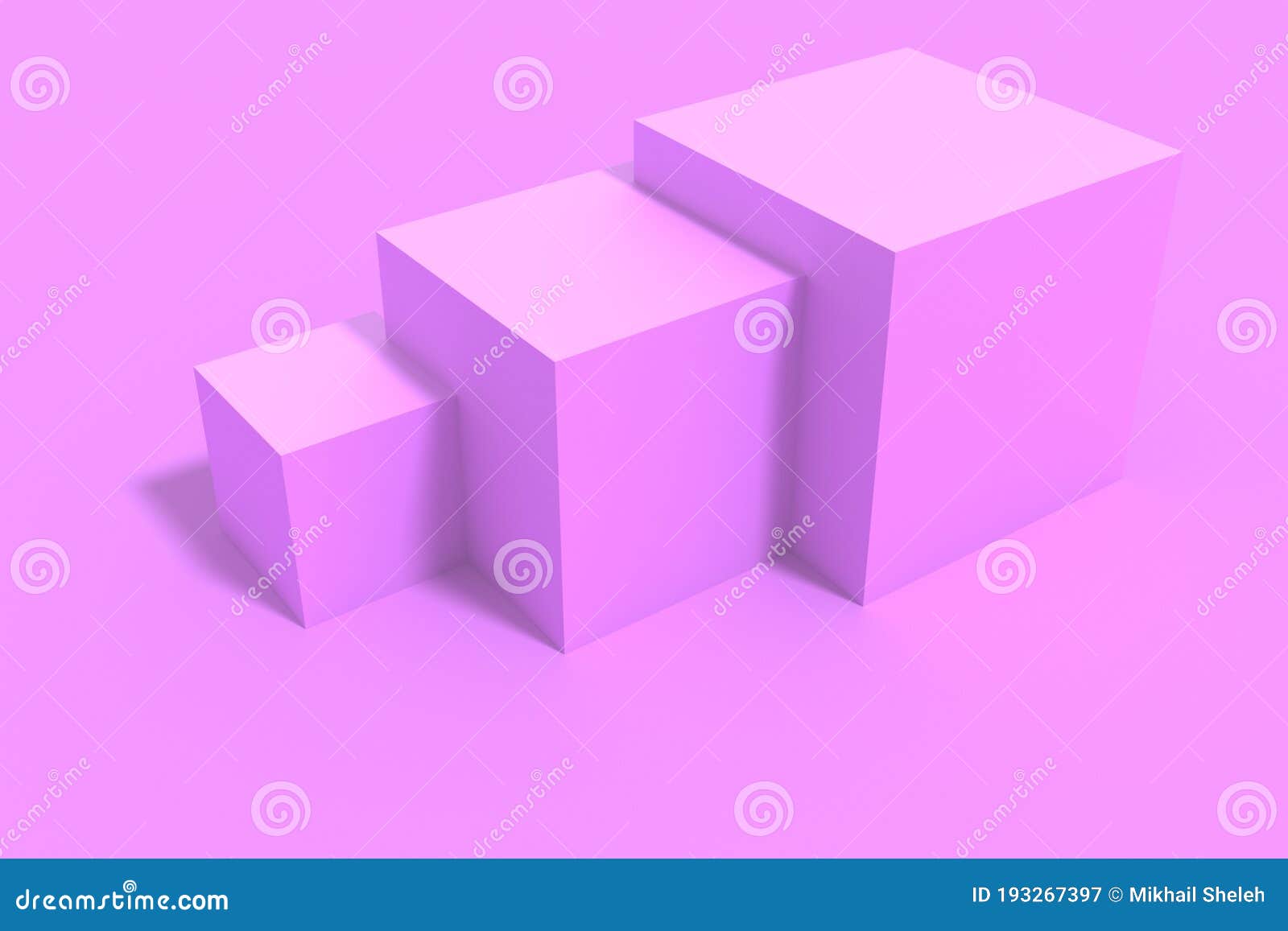 A Pedestal Of Three Cubes Of Different Sizes. Cubes In Pink Pastel ...