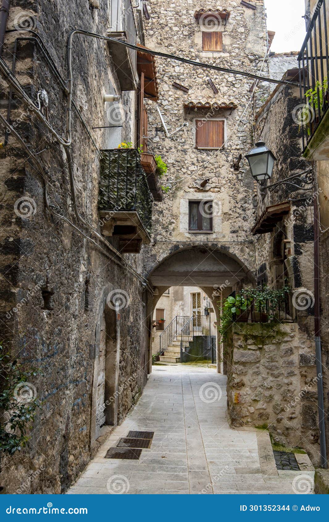 Pedestrian Alley editorial stock image. Image of cobble - 301352344