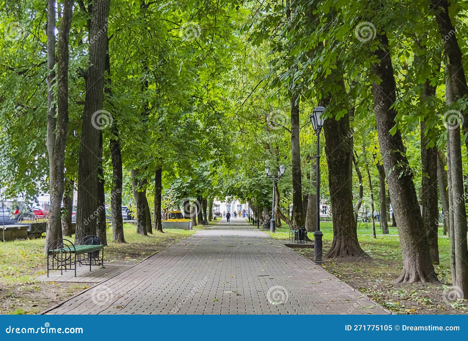 Pedestrian Alley with People Walking Stock Image - Image of landscape ...