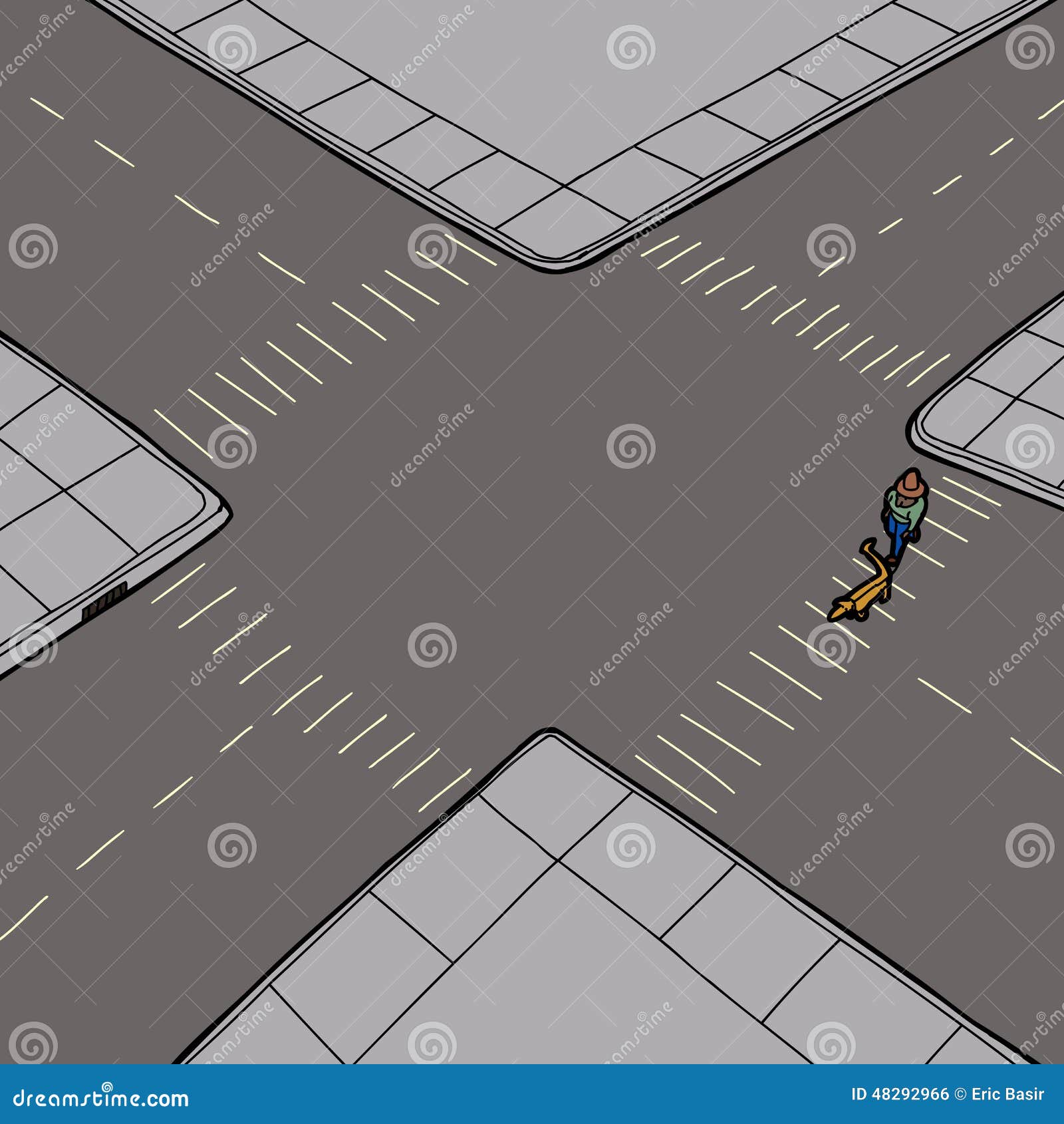 Pedestrian and Animal on Street Stock Vector - Illustration of road ...