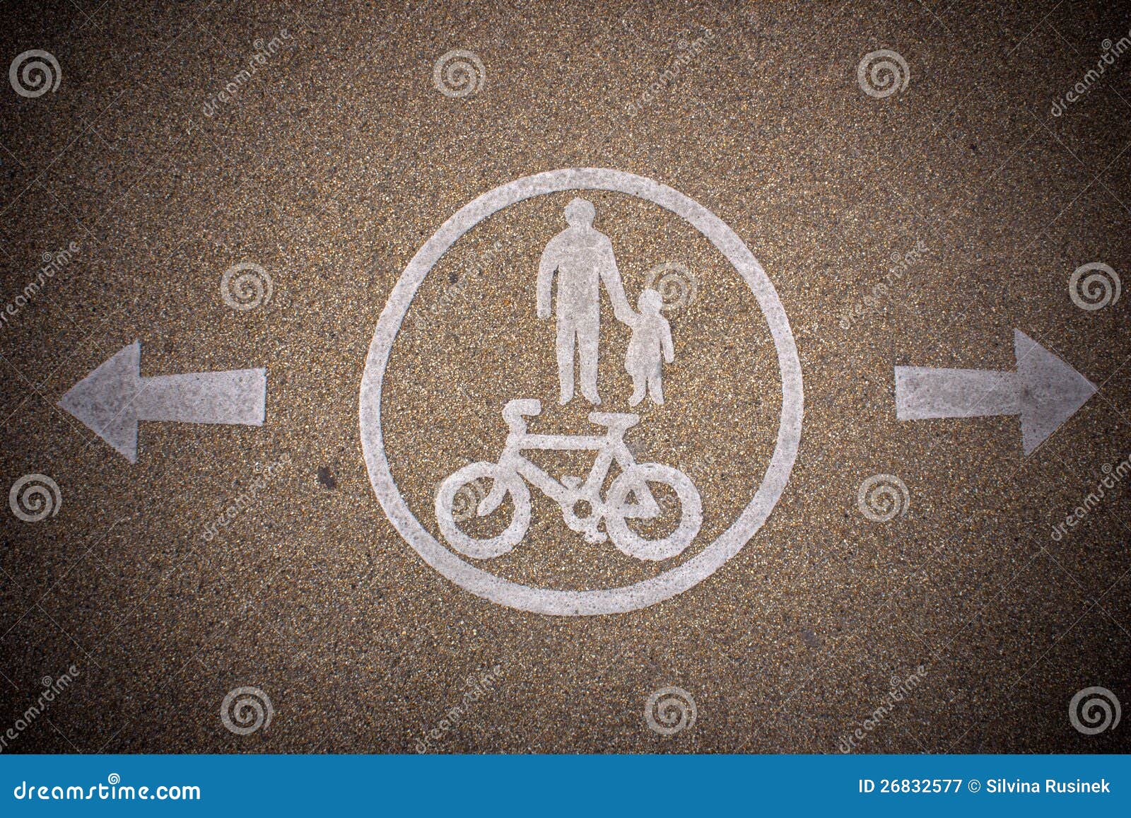 Pedestrian and Bicycle Dedicated Lane Signs Stock Image - Image of road ...