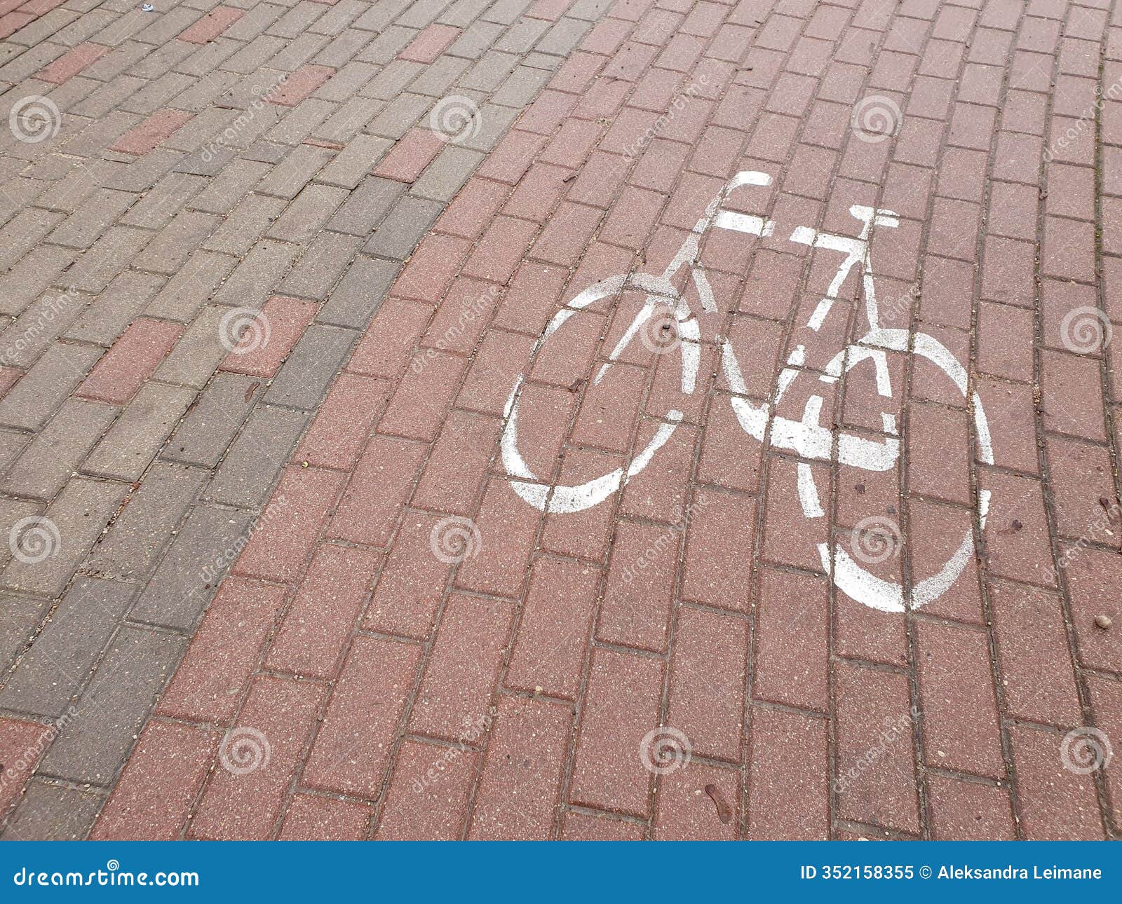 Pedestrian and Bicycle Path Made of Paving Slabs Stock Image - Image of ...