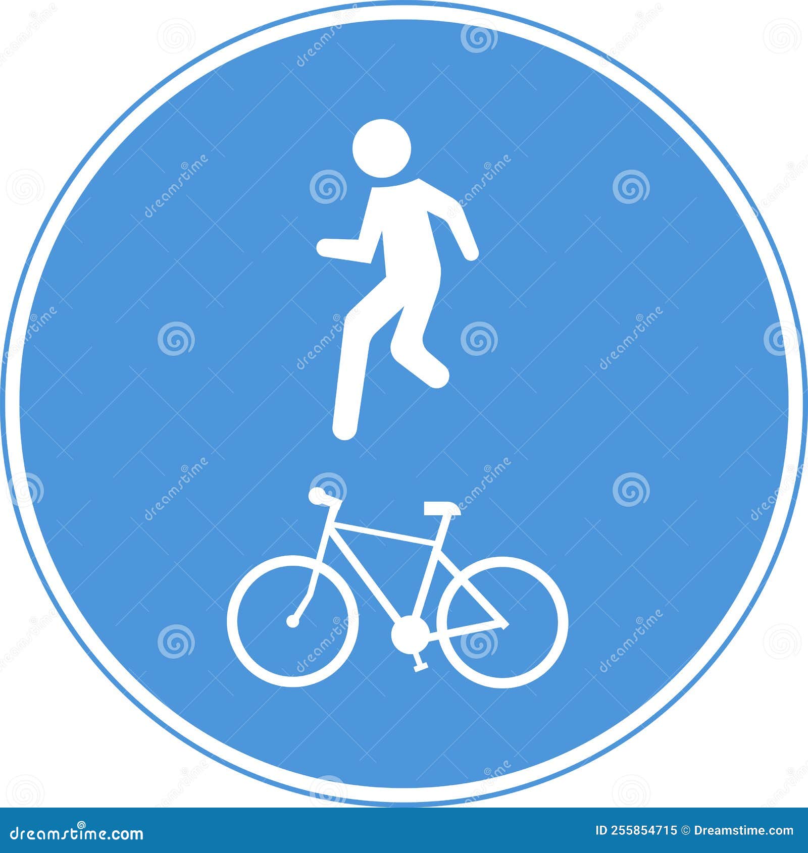Pedestrian and Bicycle Paths with Combined Traffic. Road Sign. Stock ...