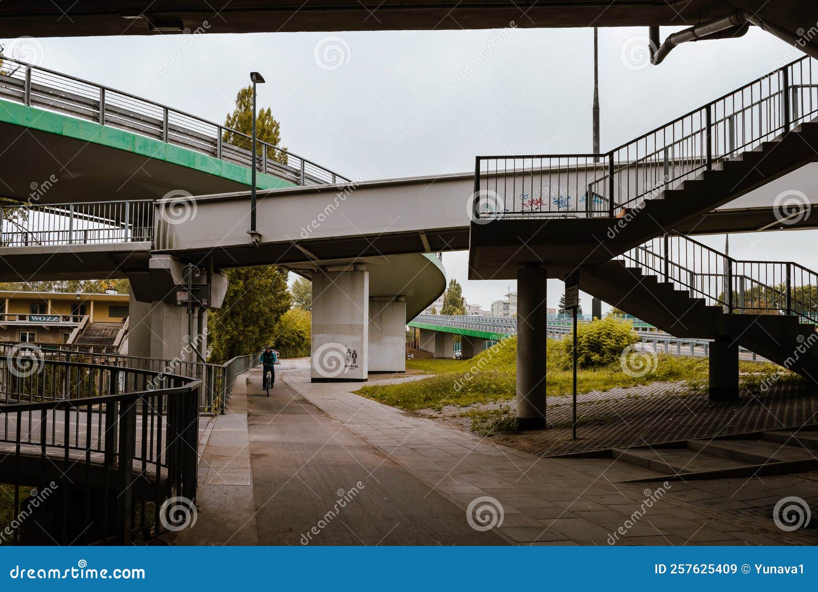 Pedestrian and Bicycle Paths on the Road Interchange Editorial Stock ...