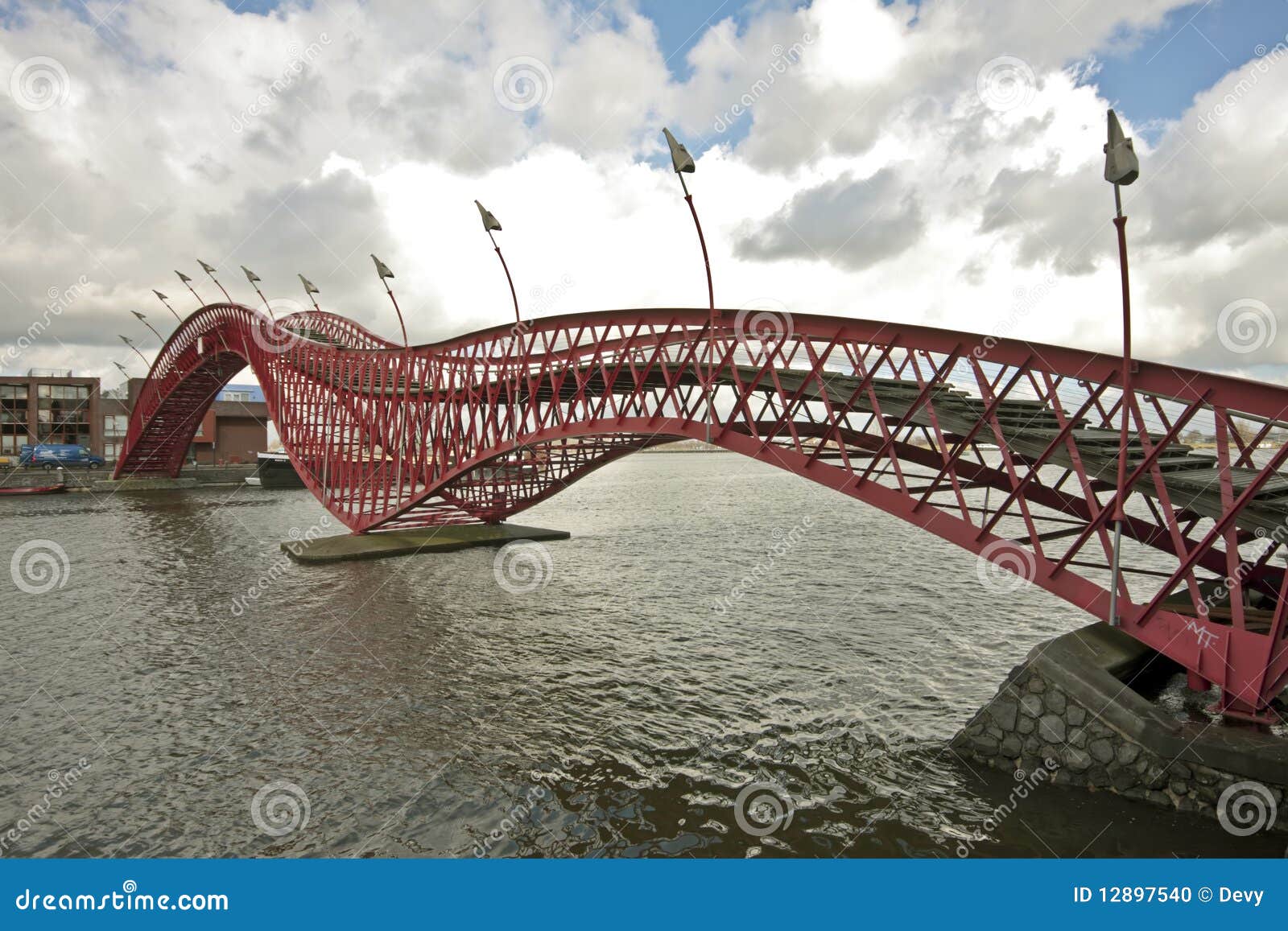 Pedestrian Bridge in Amsterdam the Netherlands Stock Photo - Image of ...