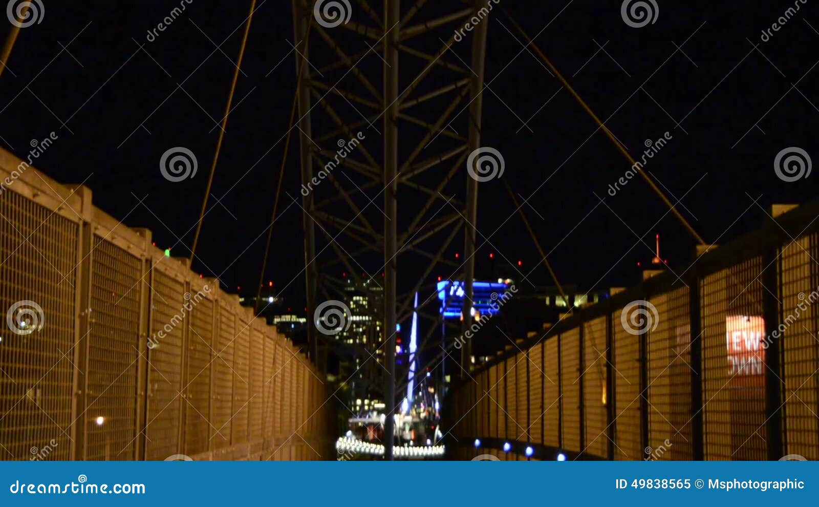 Pedestrian Bridge into City Stock Video - Video of bridge, urban: 49838565