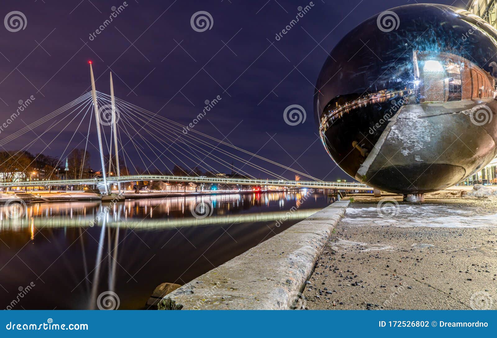 Pedestrian Bridge on the Drammenselva River in Drammen Editorial ...