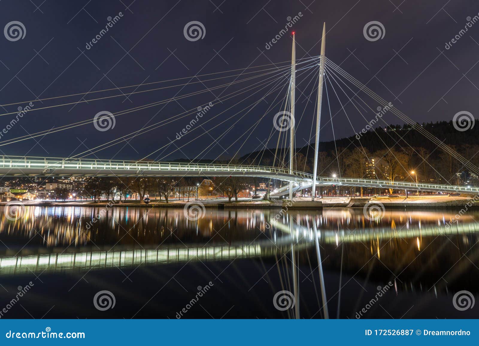 Pedestrian Bridge on the Drammenselva River in Drammen Editorial ...