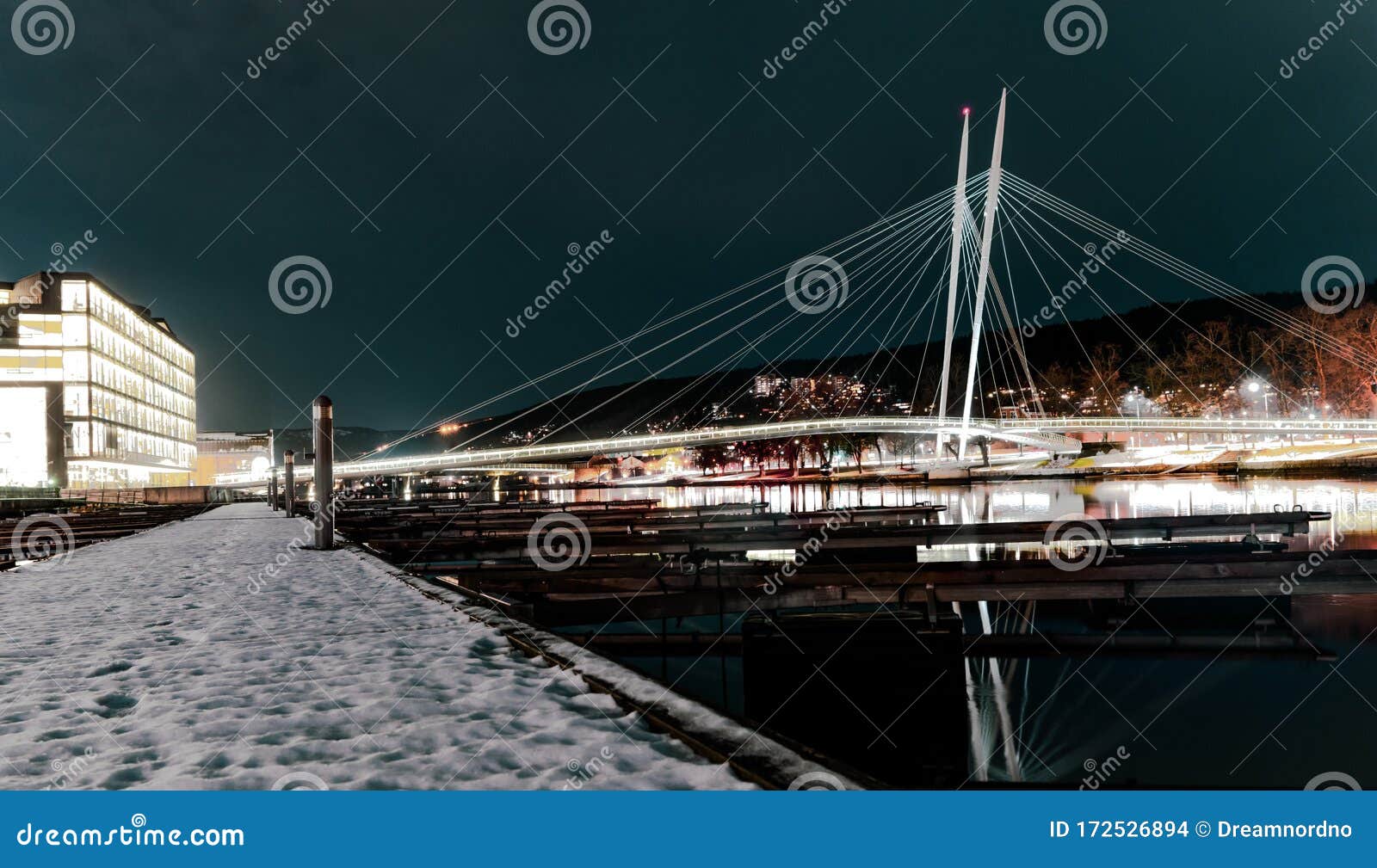Pedestrian Bridge on the Drammenselva River in Drammen Editorial Stock ...