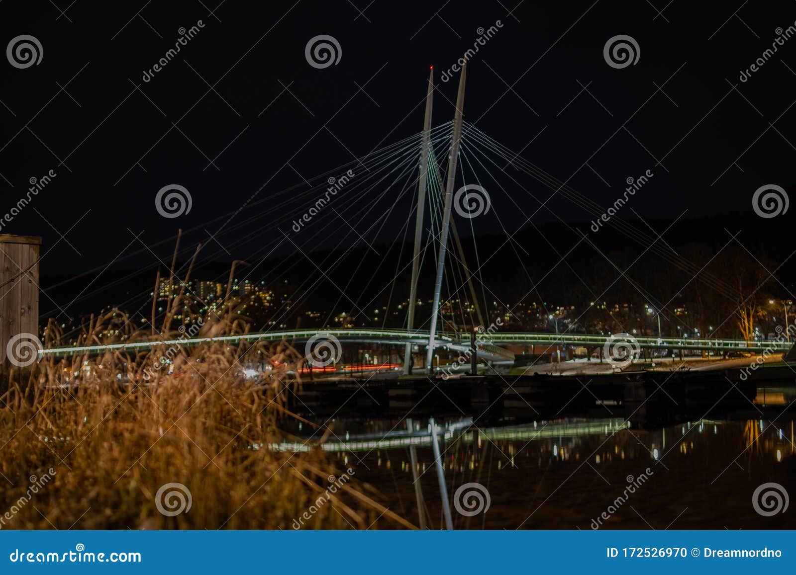 Pedestrian Bridge on the Drammenselva River in Drammen in Norway Stock ...