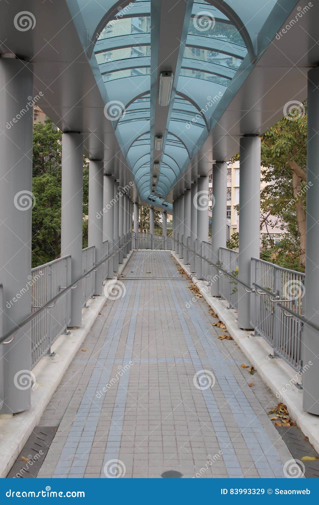 Pedestrian Bridge at Hong Kong Stock Image - Image of architecture ...