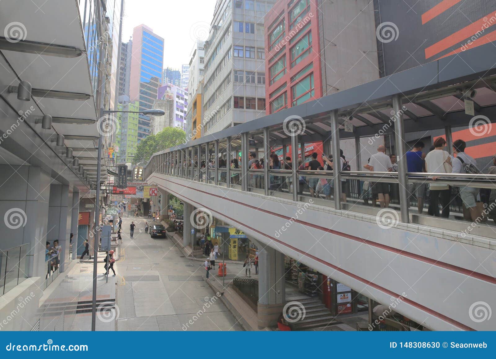 Pedestrian Bridge at Hong Kong 7 Sept 2014 Editorial Image - Image of ...