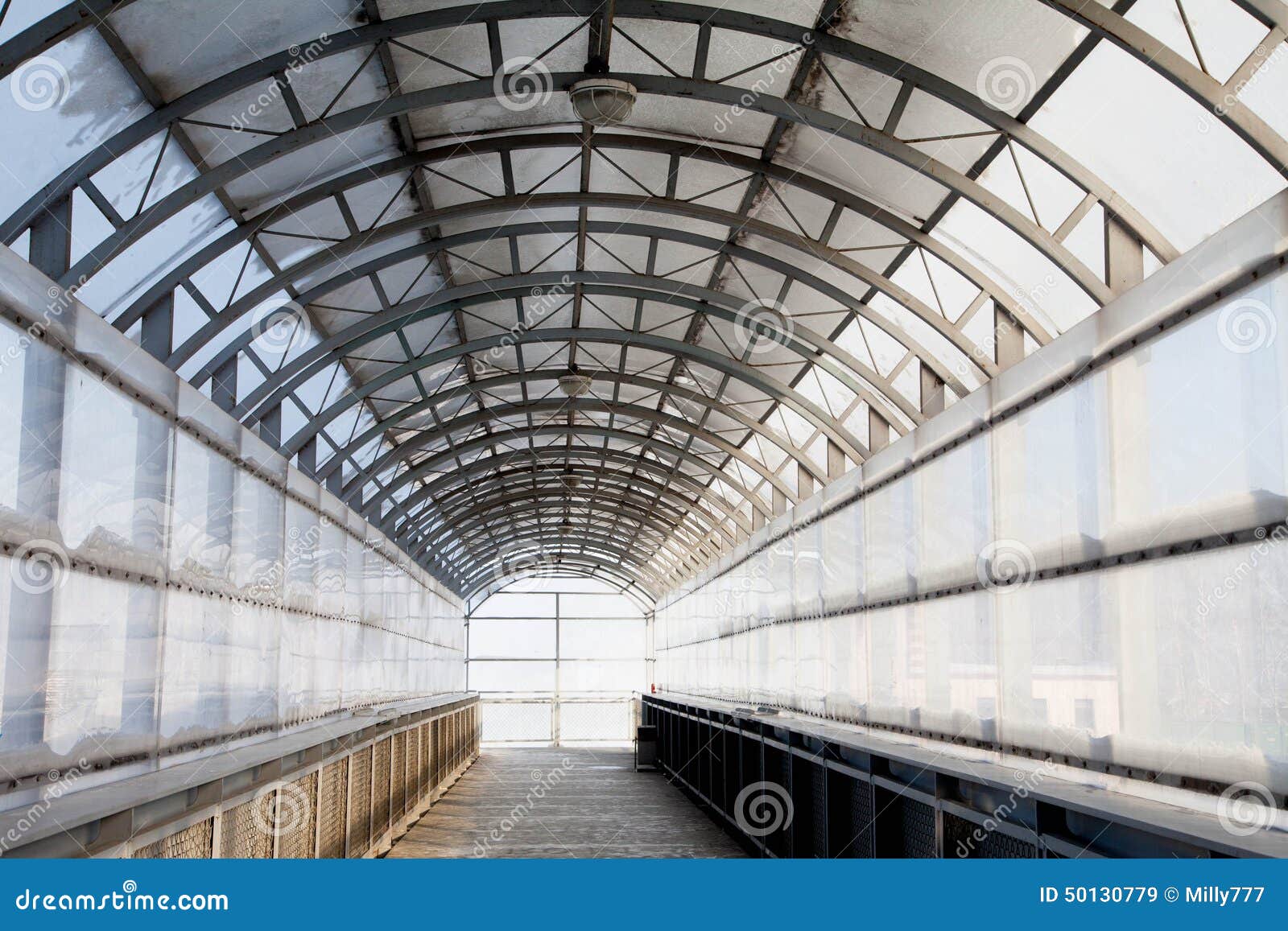 Pedestrian Bridge from the Inside Stock Image - Image of motion ...