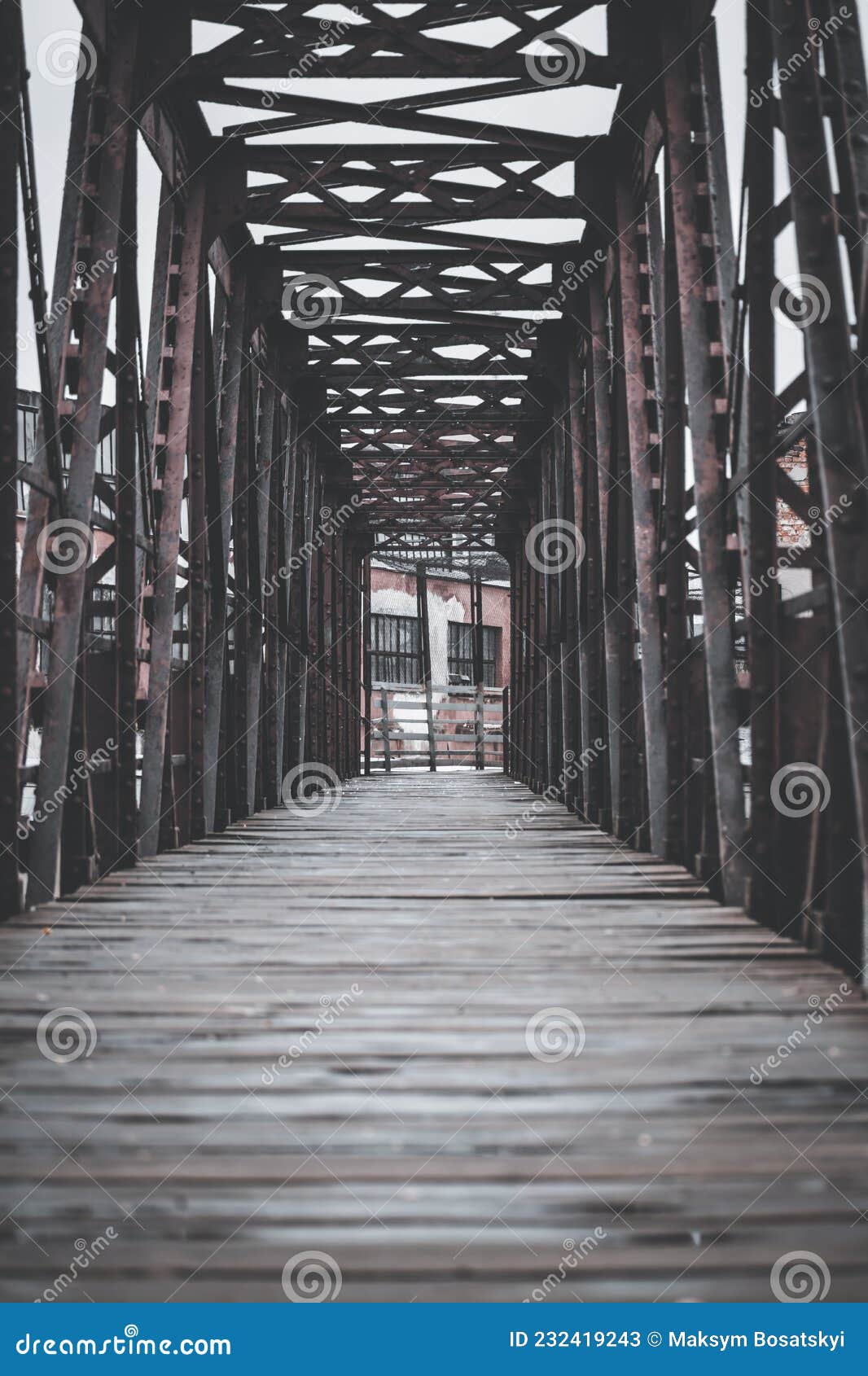 Pedestrian Bridge is Made of Metal Structures Stock Image - Image of ...