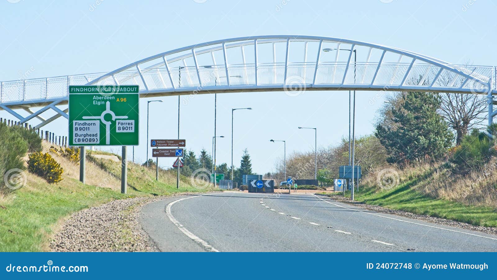 Pedestrian Bridge Over Main Road. Stock Photo - Image of scottish ...