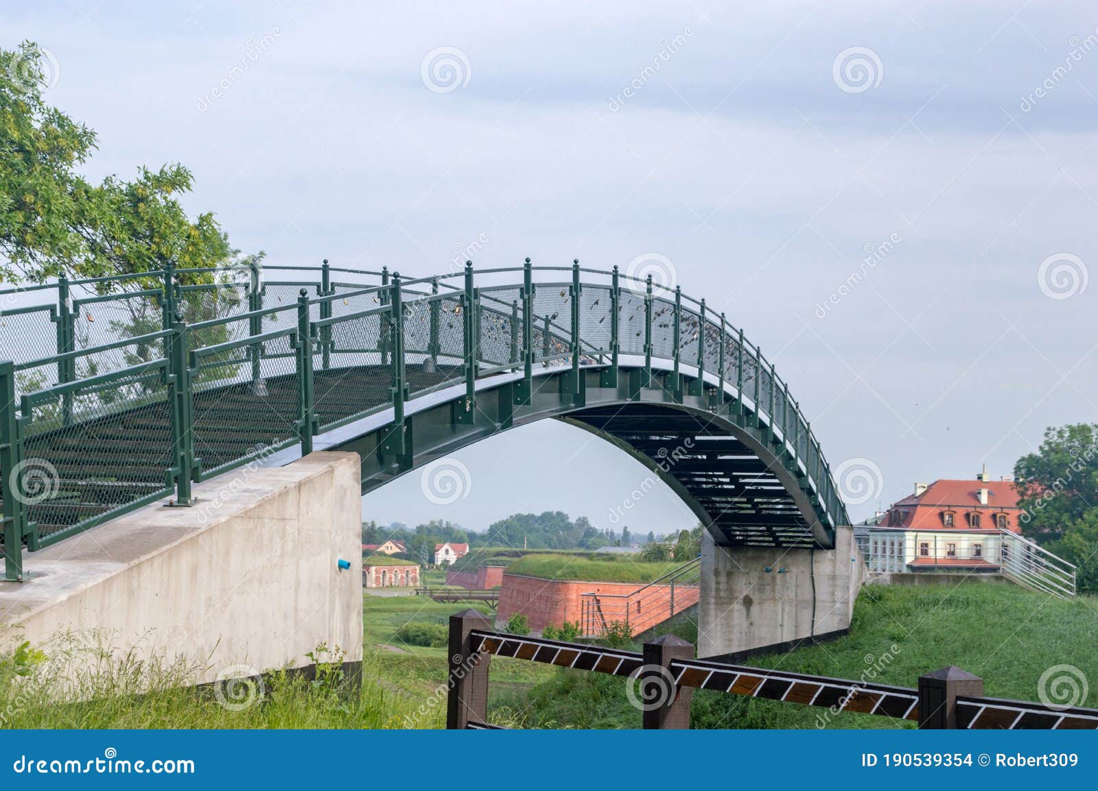 Pedestrian Bridge Over Railway Track in Zamosc Stock Photo - Image of ...