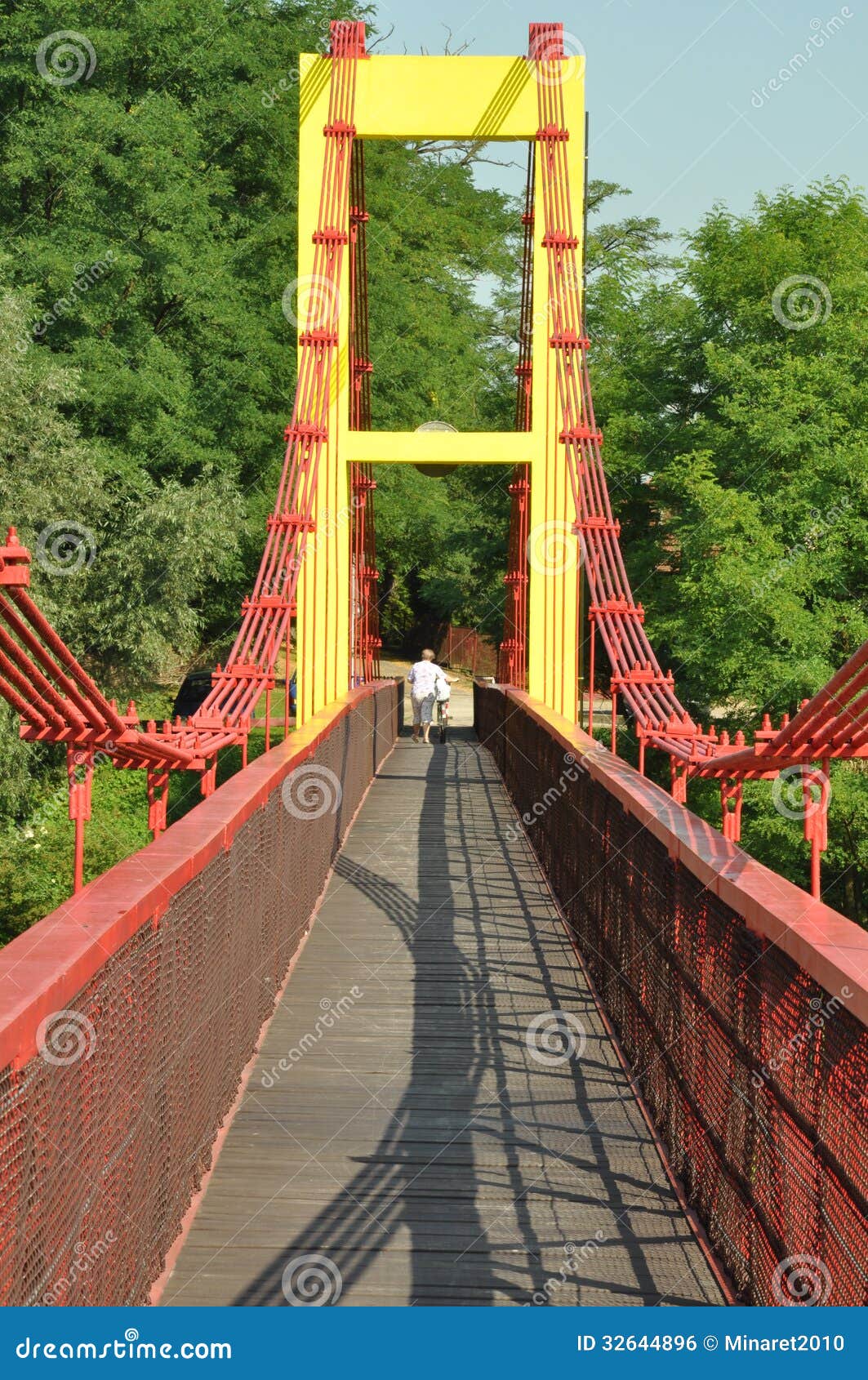 Pedestrian Bridge Over the River Stock Photo - Image of hanging ...