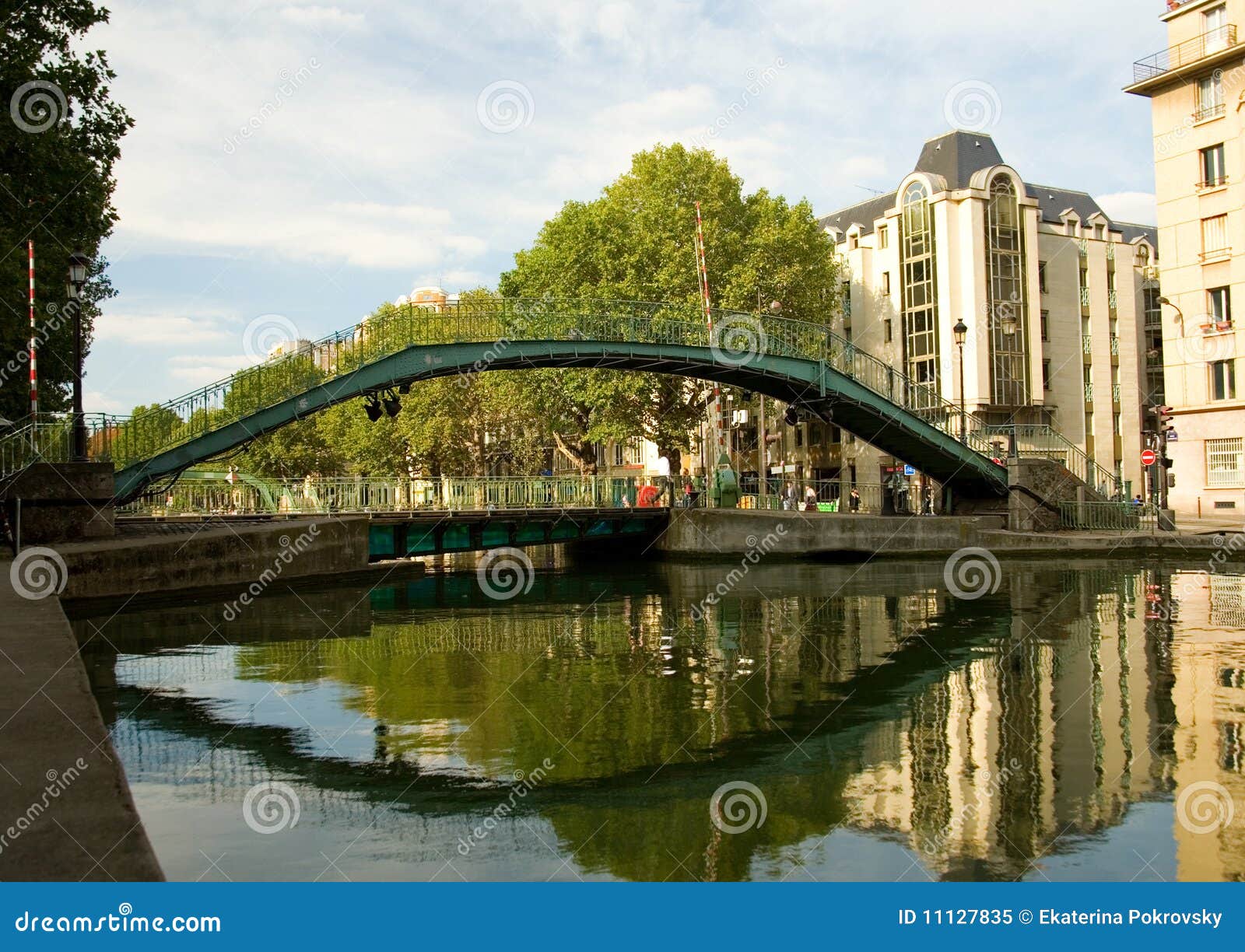 Pedestrian Bridge Over Saint-Martin Canal in Paris Stock Image - Image ...