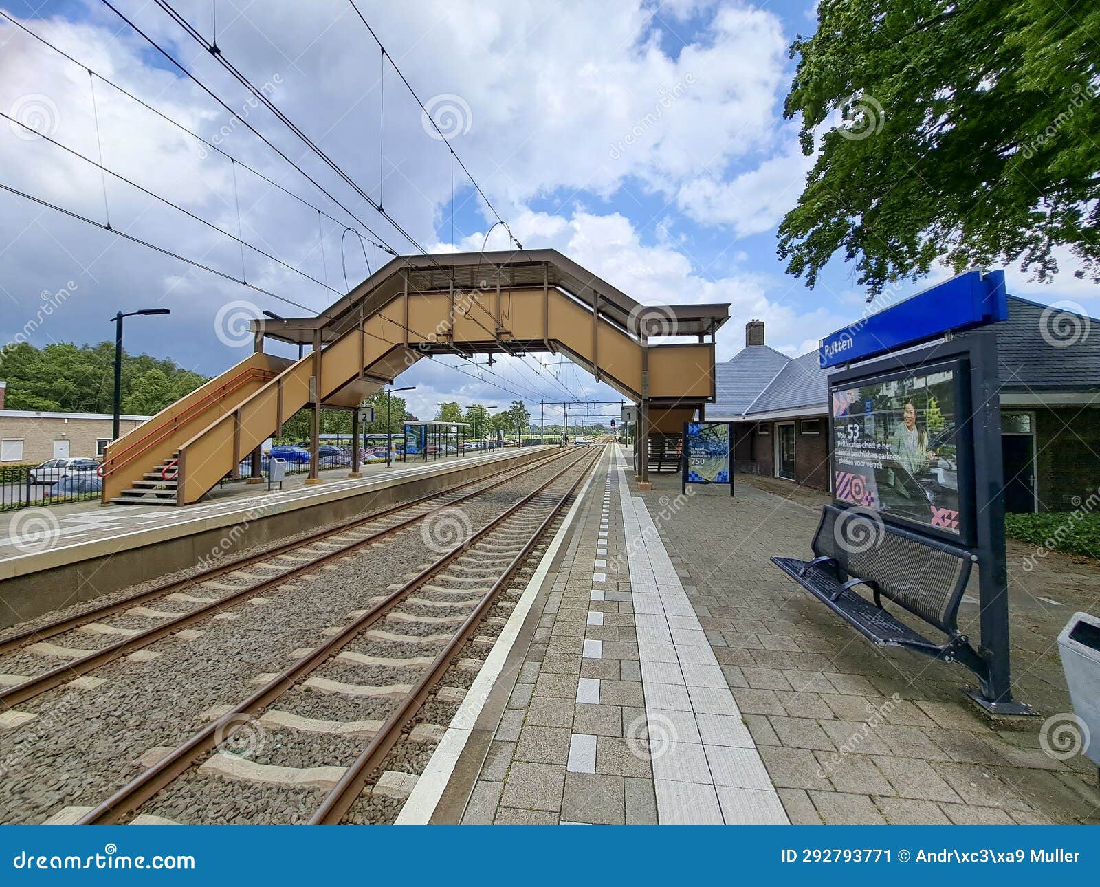 Pedestrian Bridge between Platforms at NS Train Station Putten ...