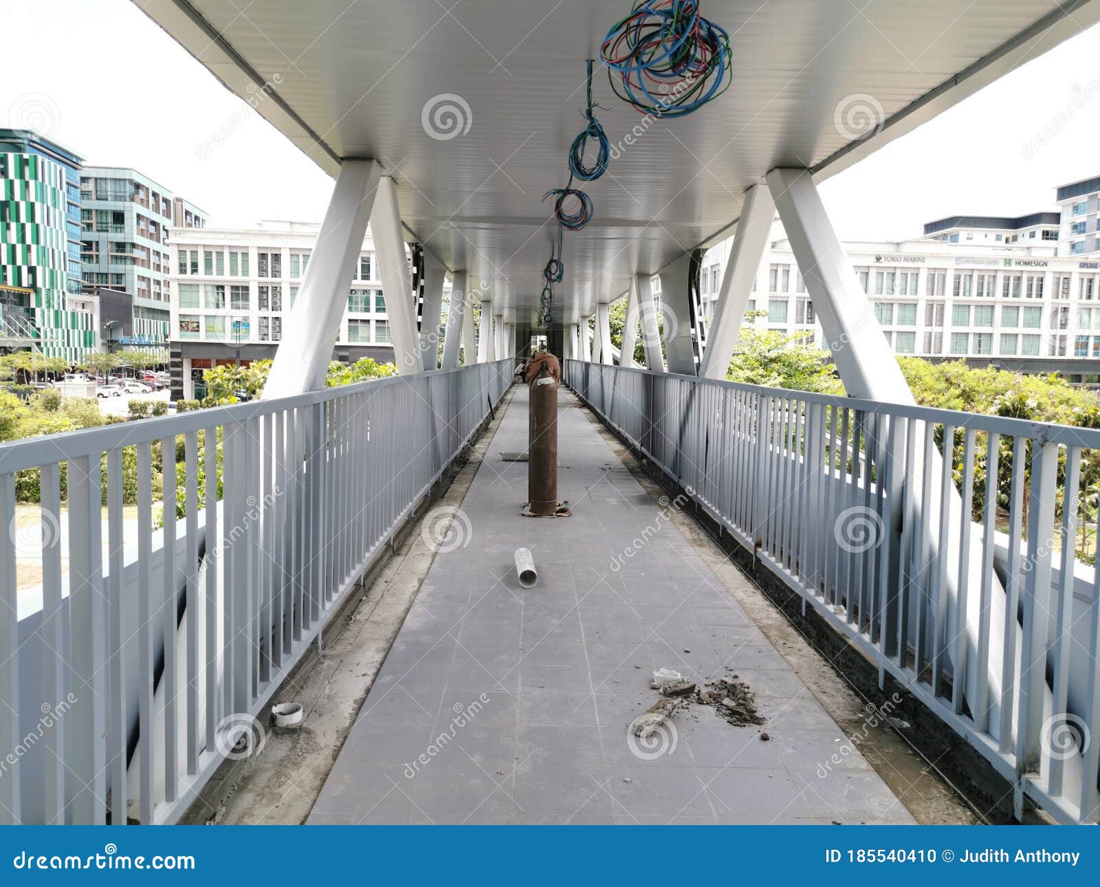 Pedestrian Bridge Still Under Progress of Construction. Stock Photo ...