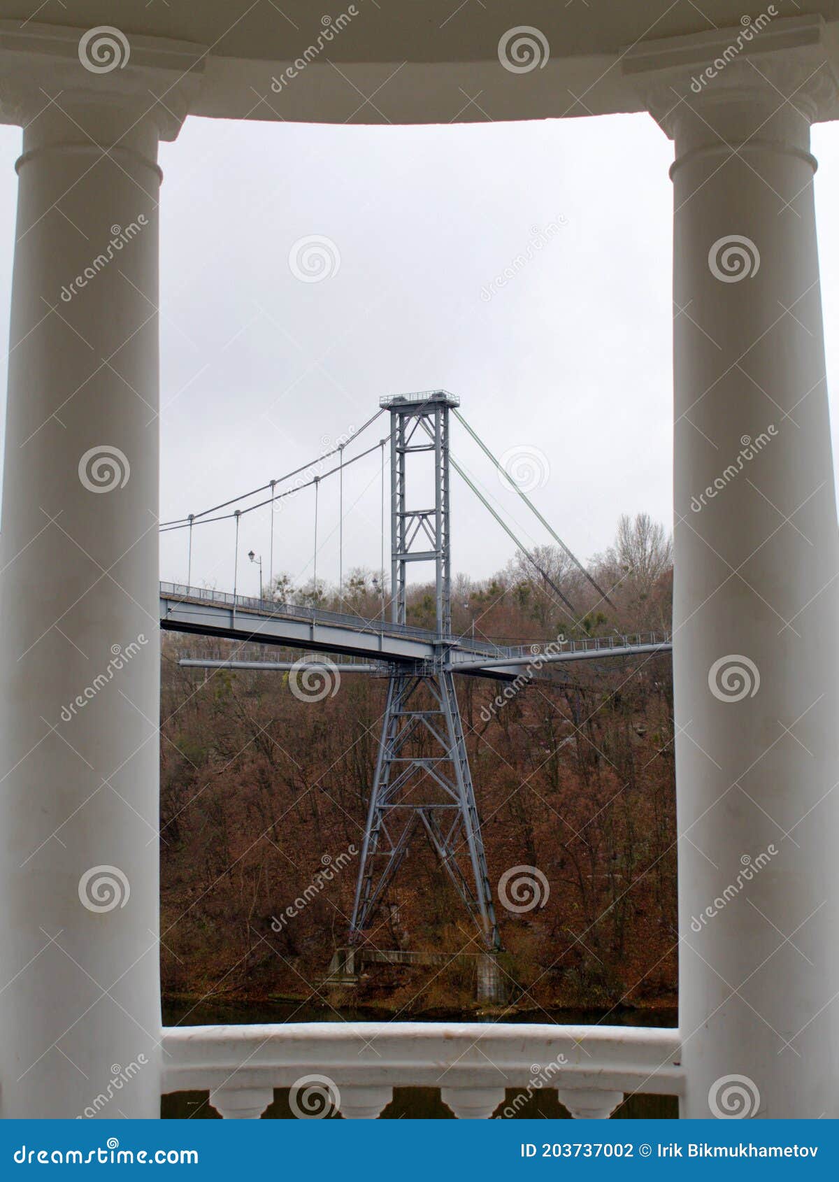 Bridge Support in Frame of White Columns of Belvedere Stock Photo ...