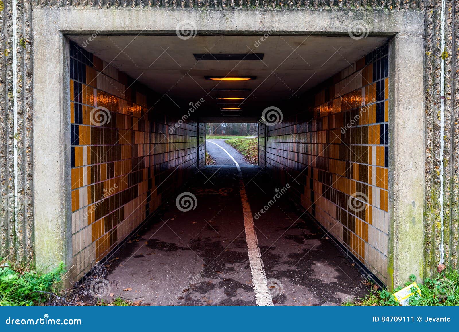 Pedestrian and Ciclyst Path Under Road Stock Image - Image of urban ...