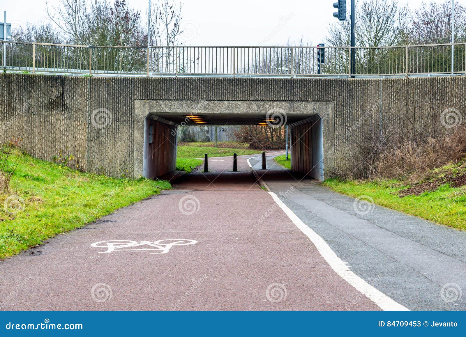 Pedestrian and Ciclyst Path Under Road Stock Image - Image of ...