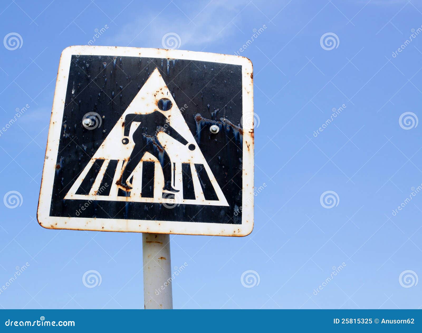 Pedestrian Cross Walk Sign And Button On Busy Street With Cars A Stock ...