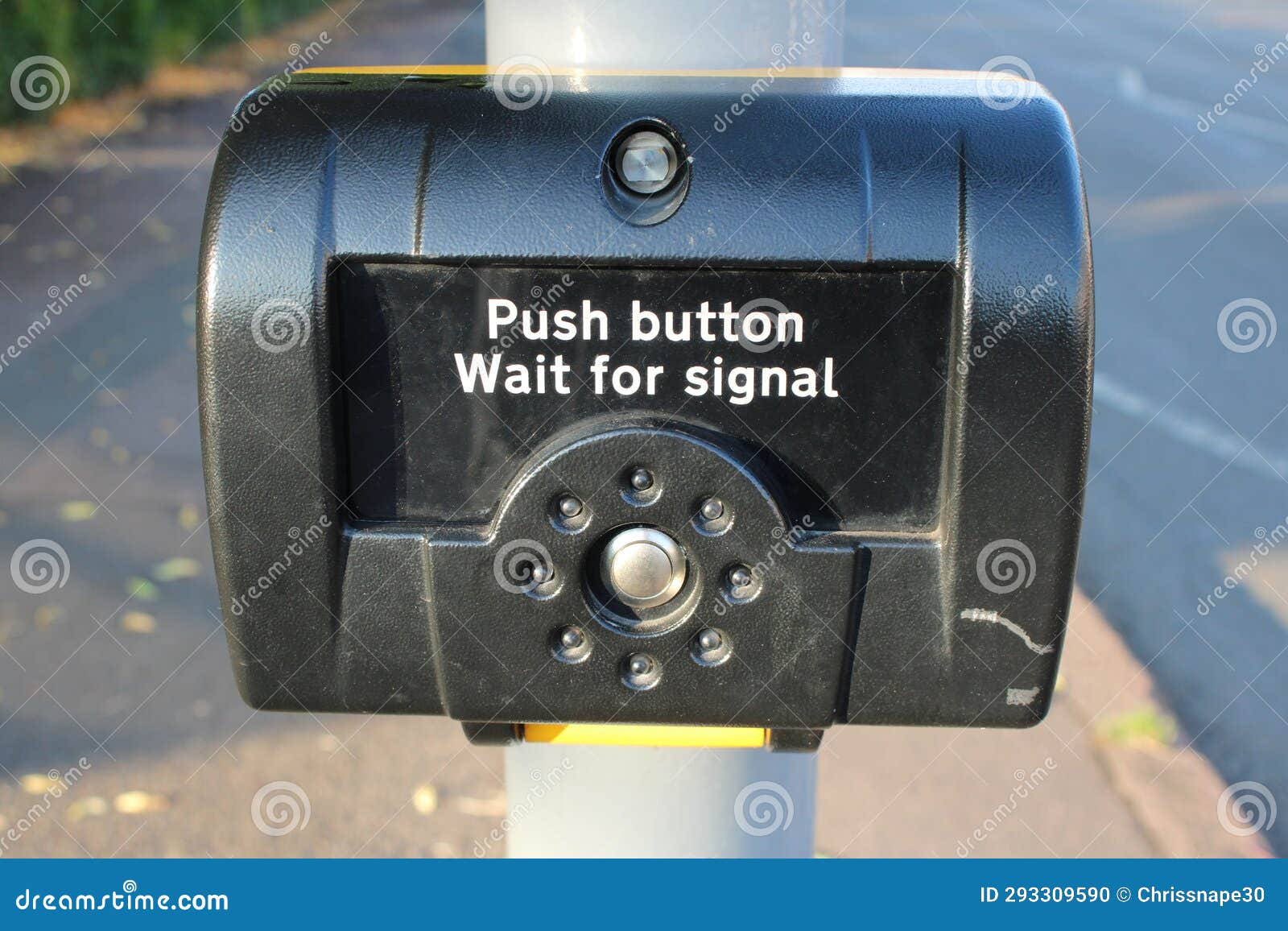 Pedestrian Crossing Control Press Button and Wait for Signal UK Stock ...
