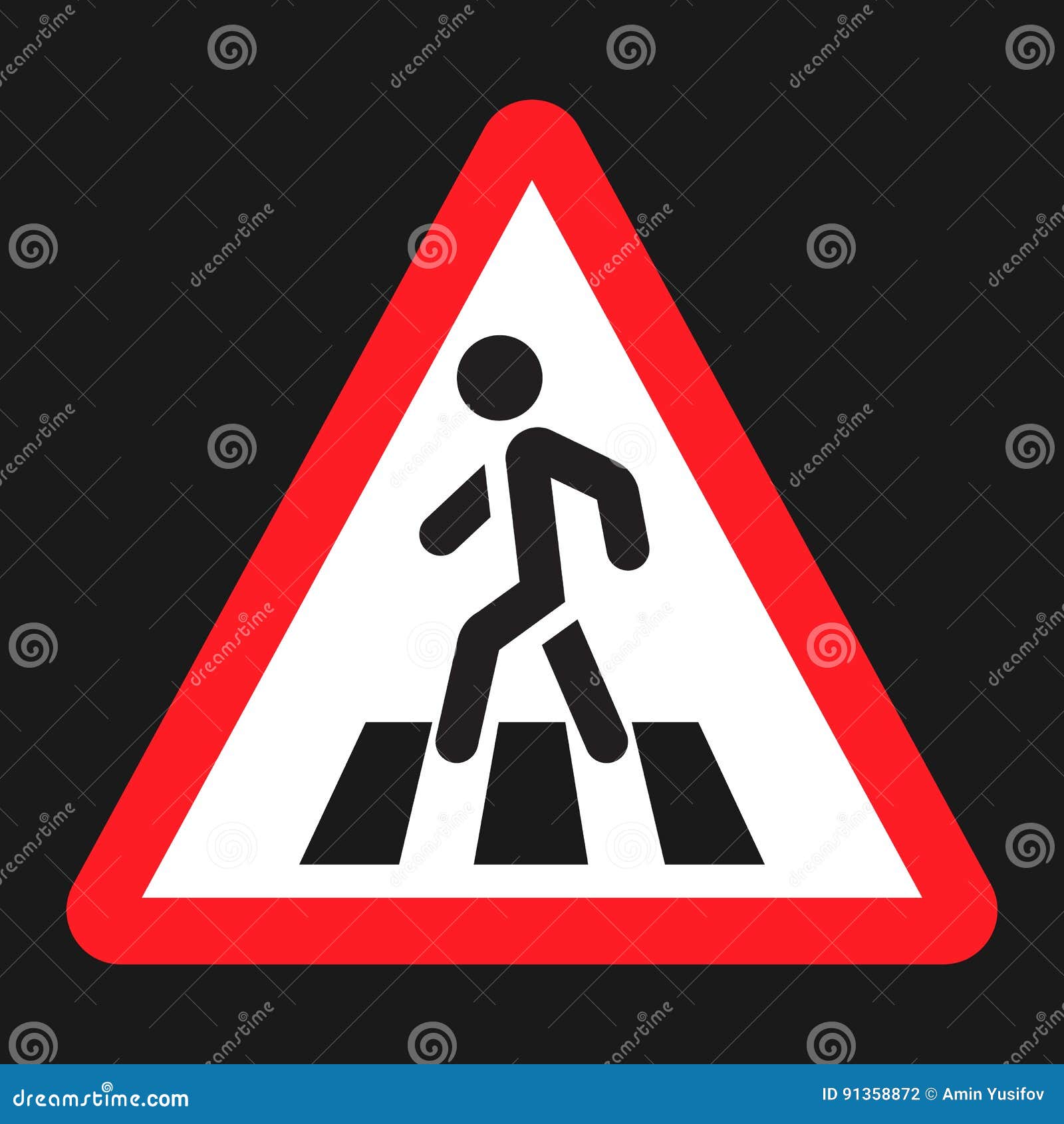 Pedestrian Crossing And Crosswalk Sign Flat Icon Stock Vector ...